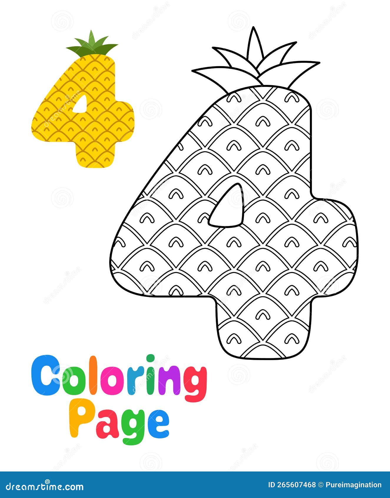 Coloring Page with Number 4 for Kids Stock Vector - Illustration of ...