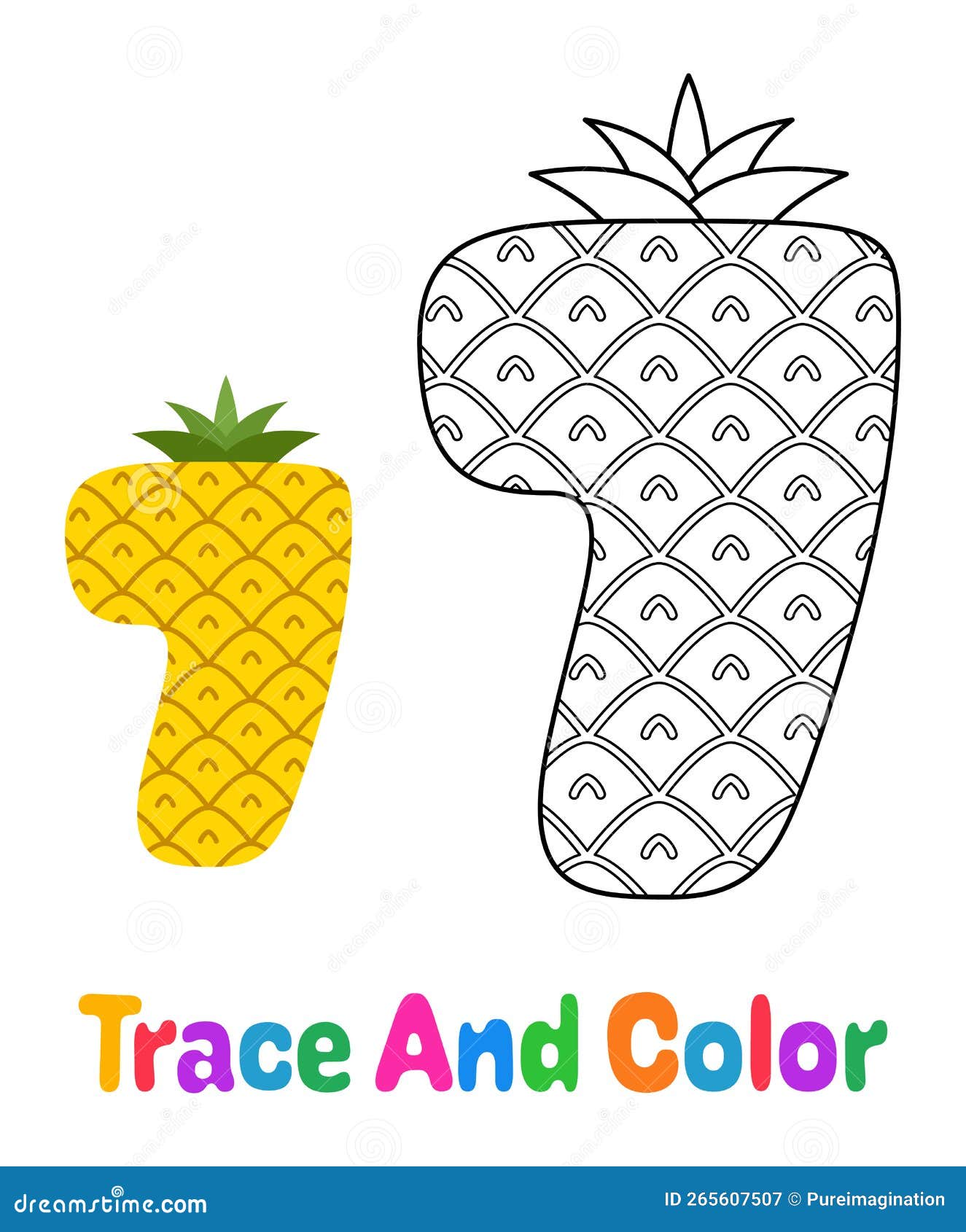 Coloring Page with Number 7 for Kids Stock Vector - Illustration of ...