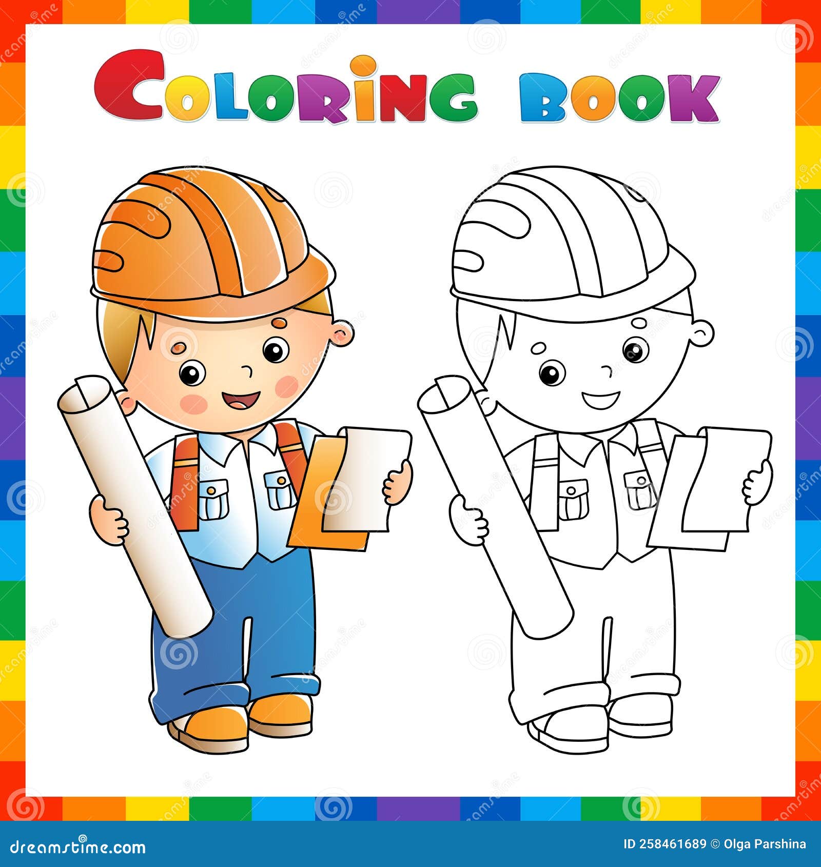 Coloring Page Outline Of Cartoon Architect With Plan Of Building ... Coloring Page Outline Of Cartoon Architect With Plan Of Building ...
