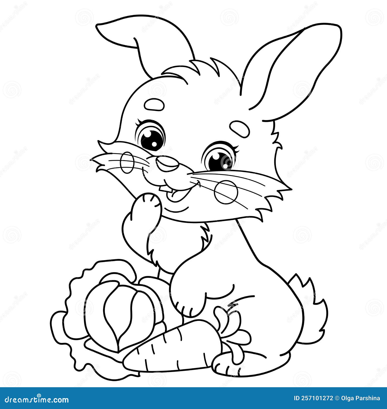 Coloring Page Outline of Cartoon Cute Bunny or Rabbit with Carrot and ... Coloring Page Outline of Cartoon Cute Bunny or Rabbit with Carrot and ...