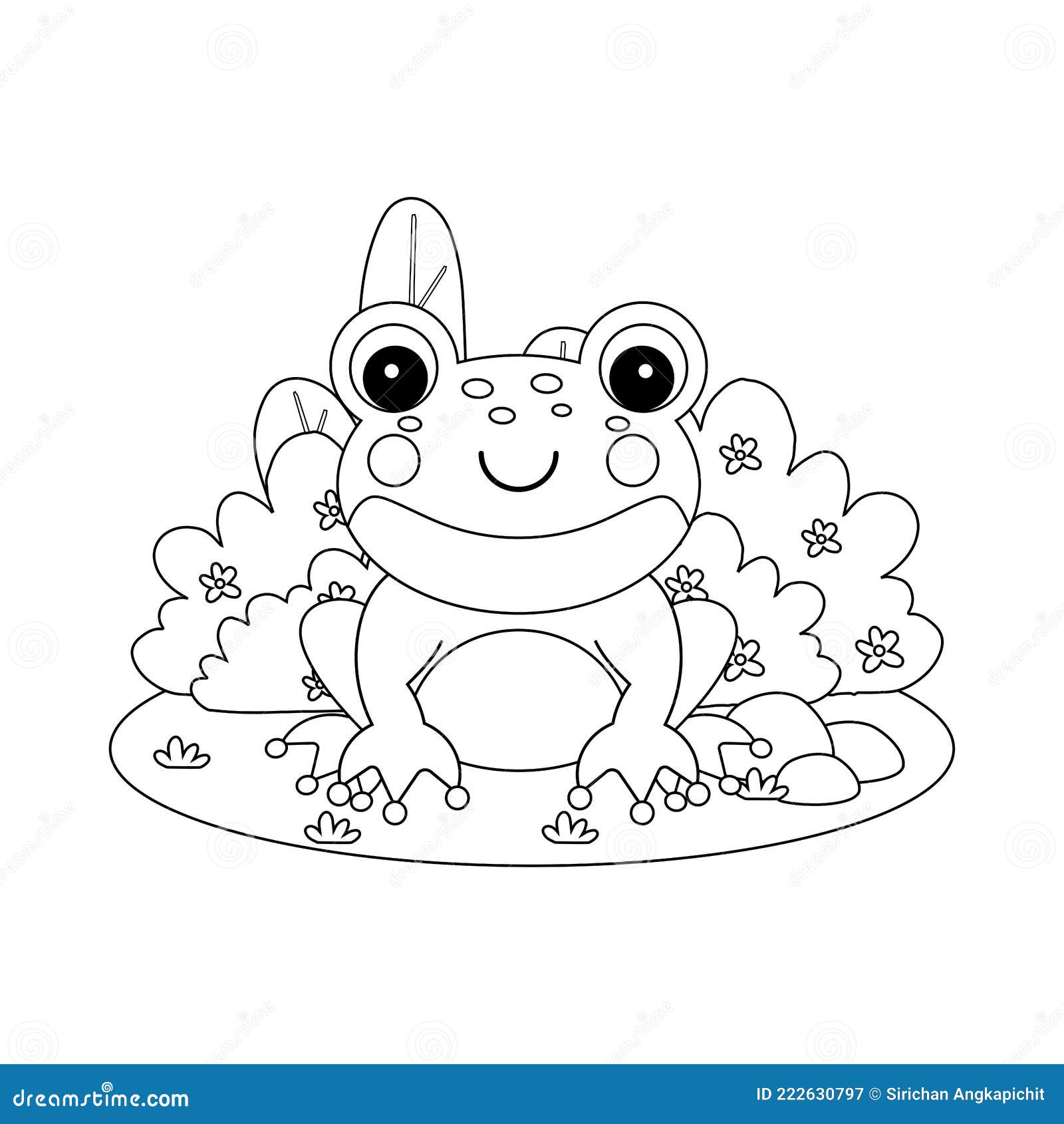 Coloring Page Outline of Cartoon Frog Stock Vector - Illustration of ...