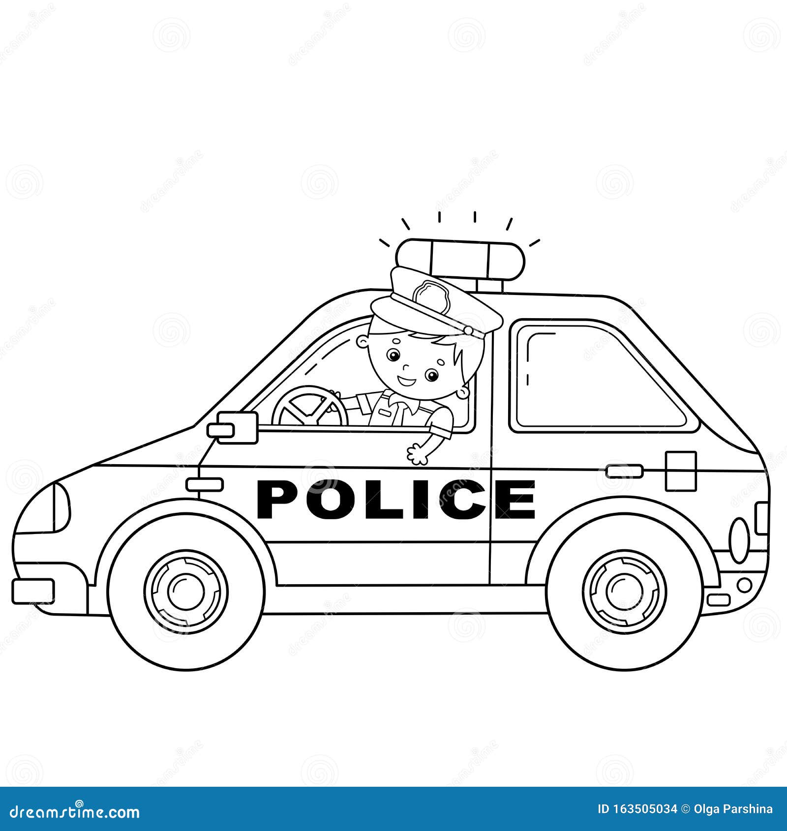 Policeman With Car Coloring Page