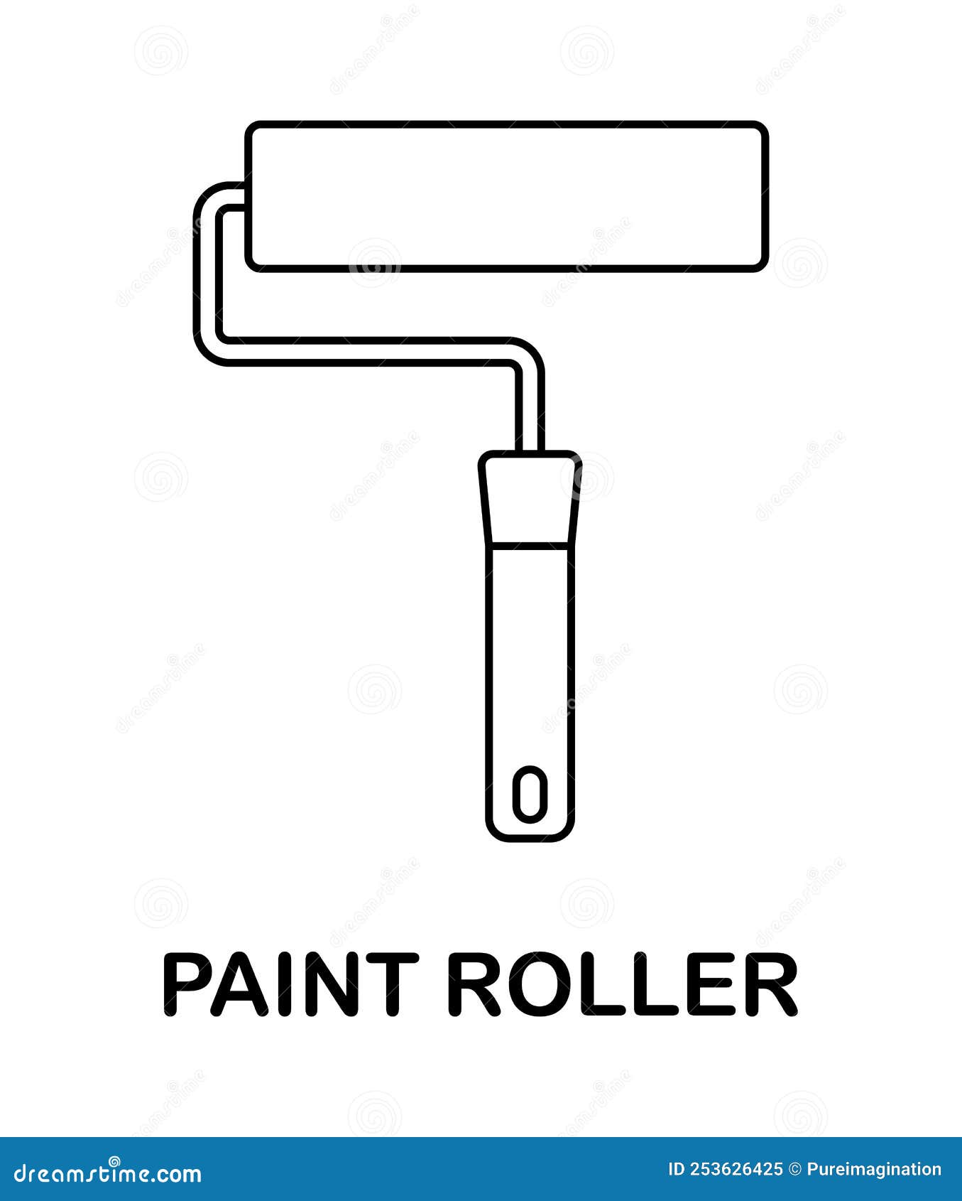 Coloring Page with Paint Roller for Kids Stock Vector - Illustration of ...