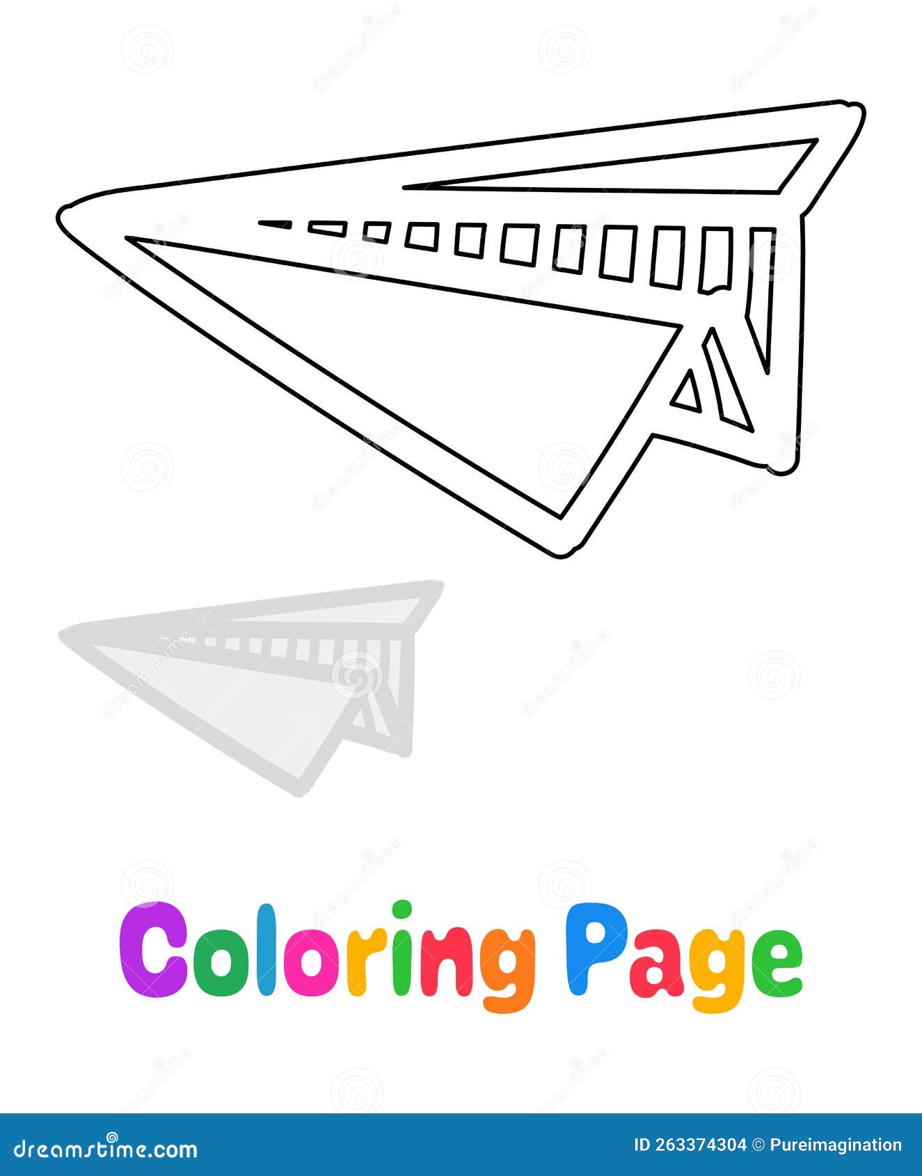 Coloring Page with Paper Plane for Kids Stock Vector - Illustration of ...