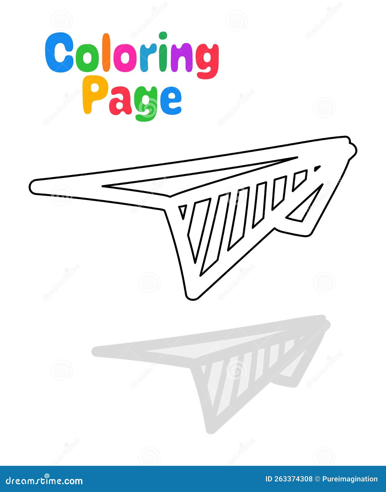 Coloring Page with Paper Plane for Kids Stock Vector - Illustration of ...