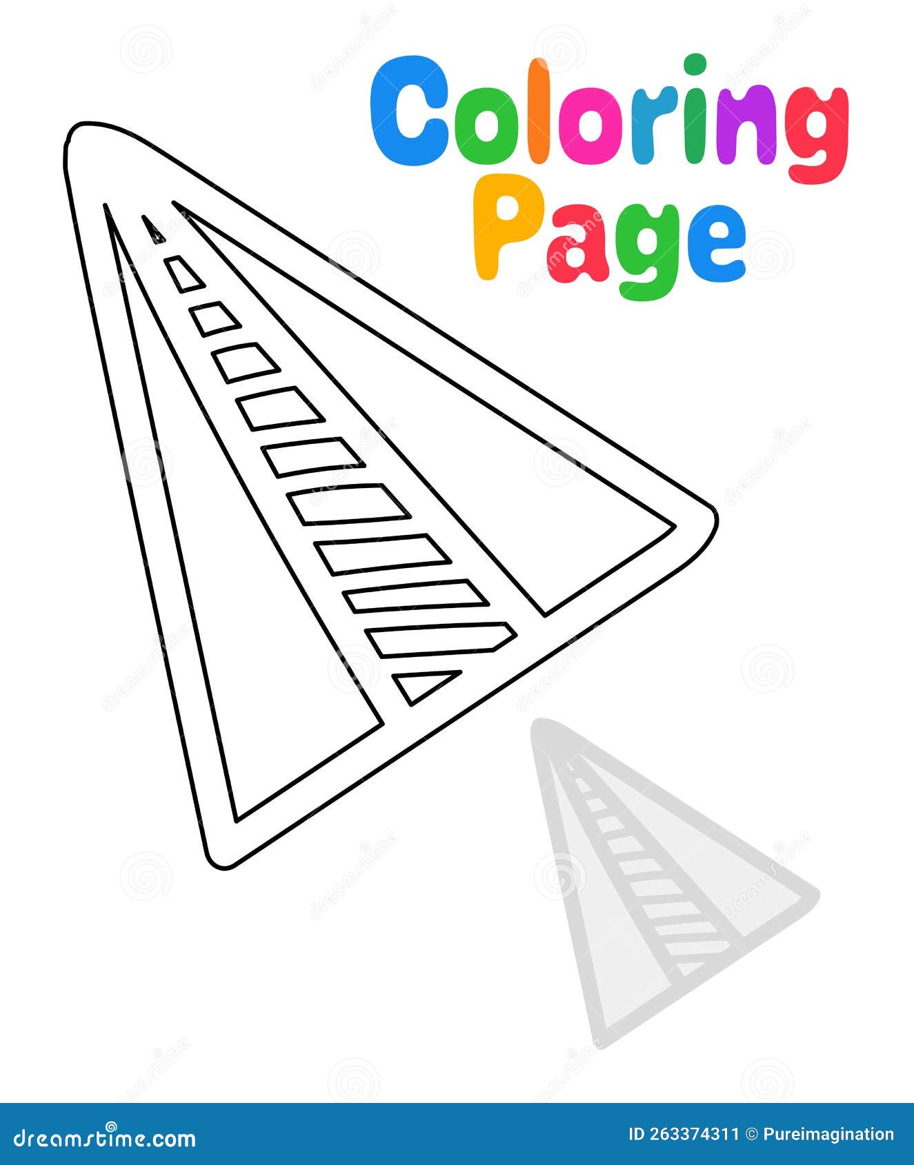 Coloring Page with Paper Plane for Kids Stock Vector - Illustration of ...