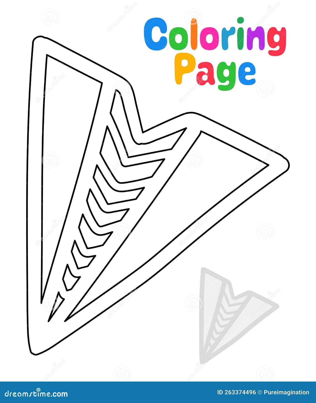 Coloring Page with Paper Plane for Kids Stock Vector - Illustration of ...