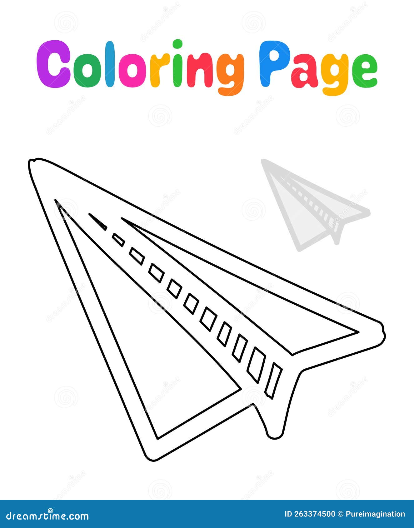 Coloring Page with Paper Plane for Kids Stock Vector - Illustration of ...
