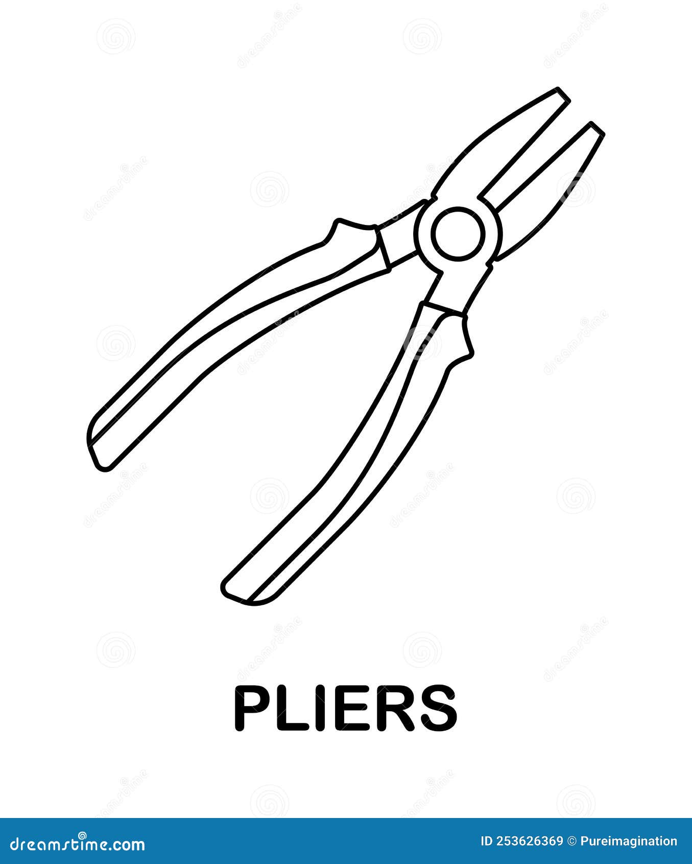 Coloring Page with Pliers for Kids Stock Vector - Illustration of page ...