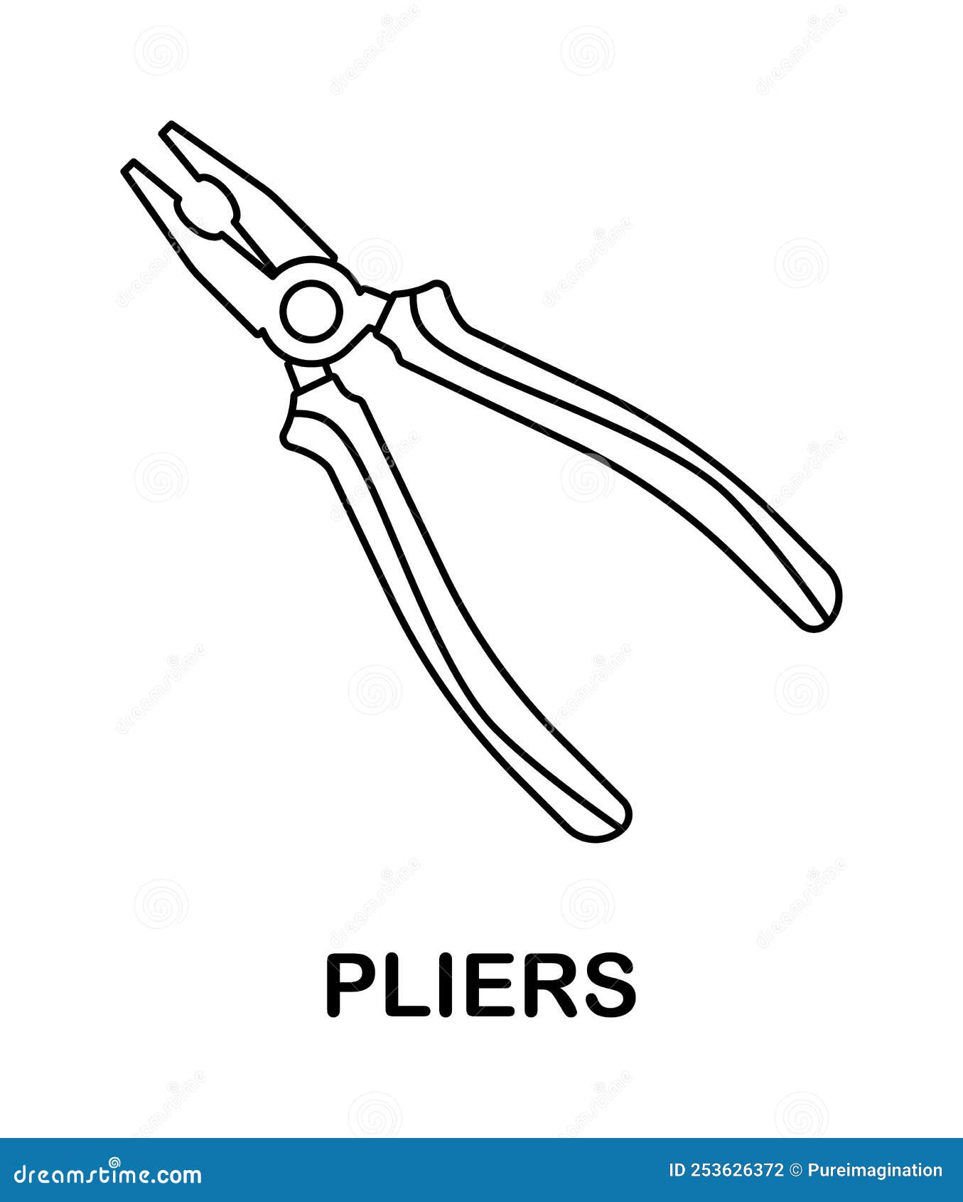 Pliers - Coloring Book For Children. Repair Tool Kit - Flat ...