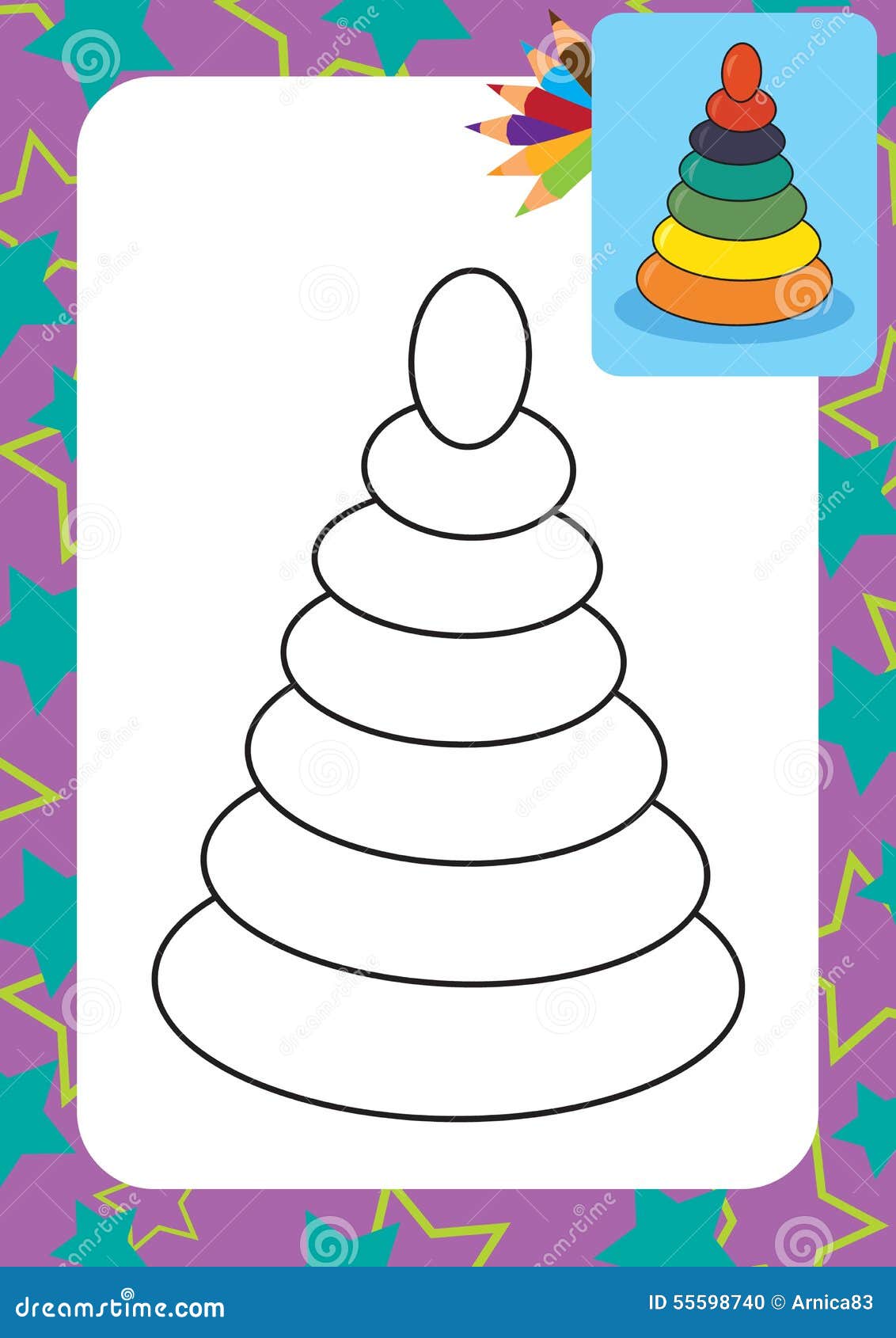 Coloring Page. Pyramid Vector Illustration | CartoonDealer.com #55598740
