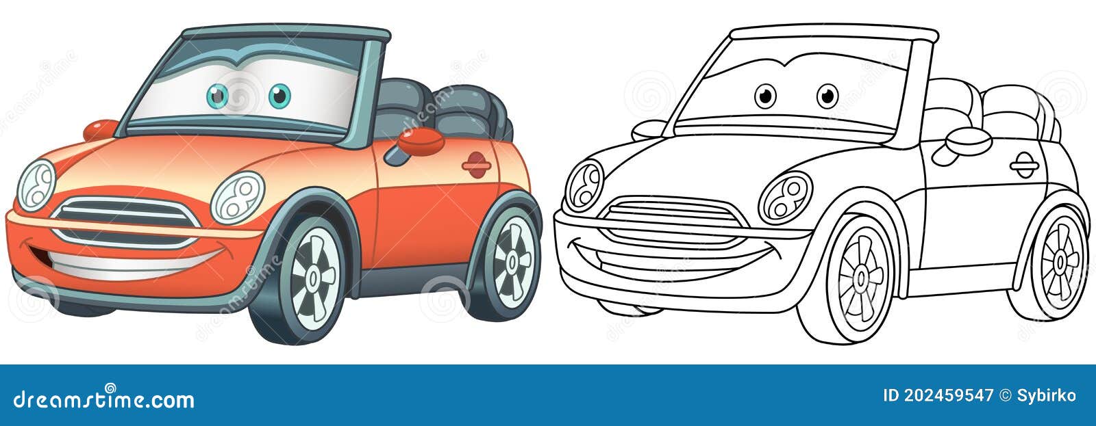 Coloring page with red car stock vector. Illustration of color - 202459547