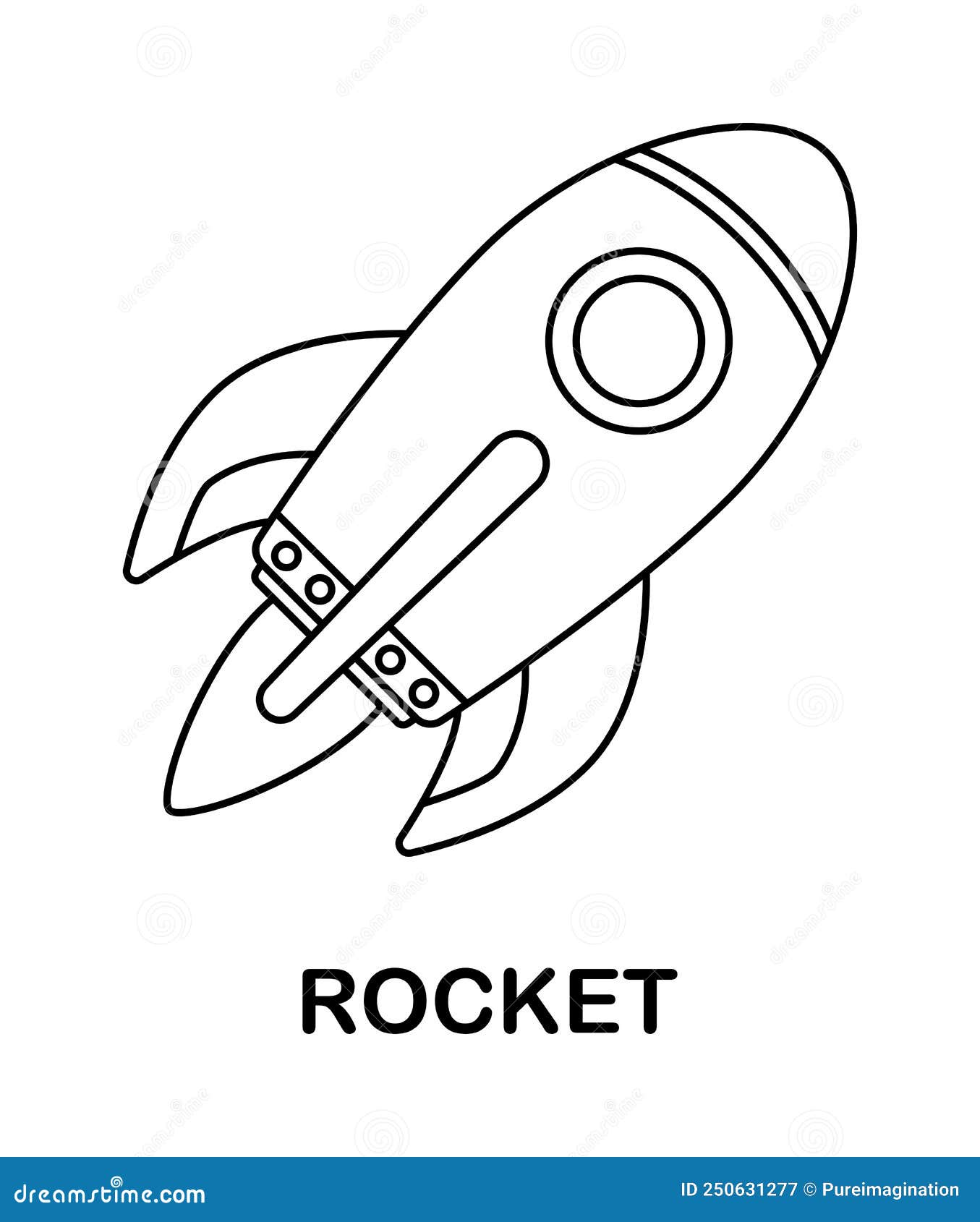 Coloring Page with Rocket for Kids Stock Vector - Illustration of ...