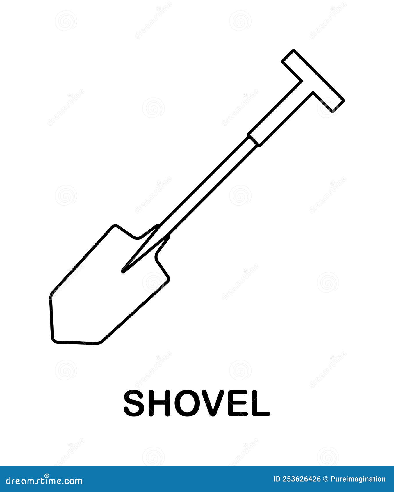 Coloring Page with Shovel for Kids Stock Vector - Illustration of kids ...