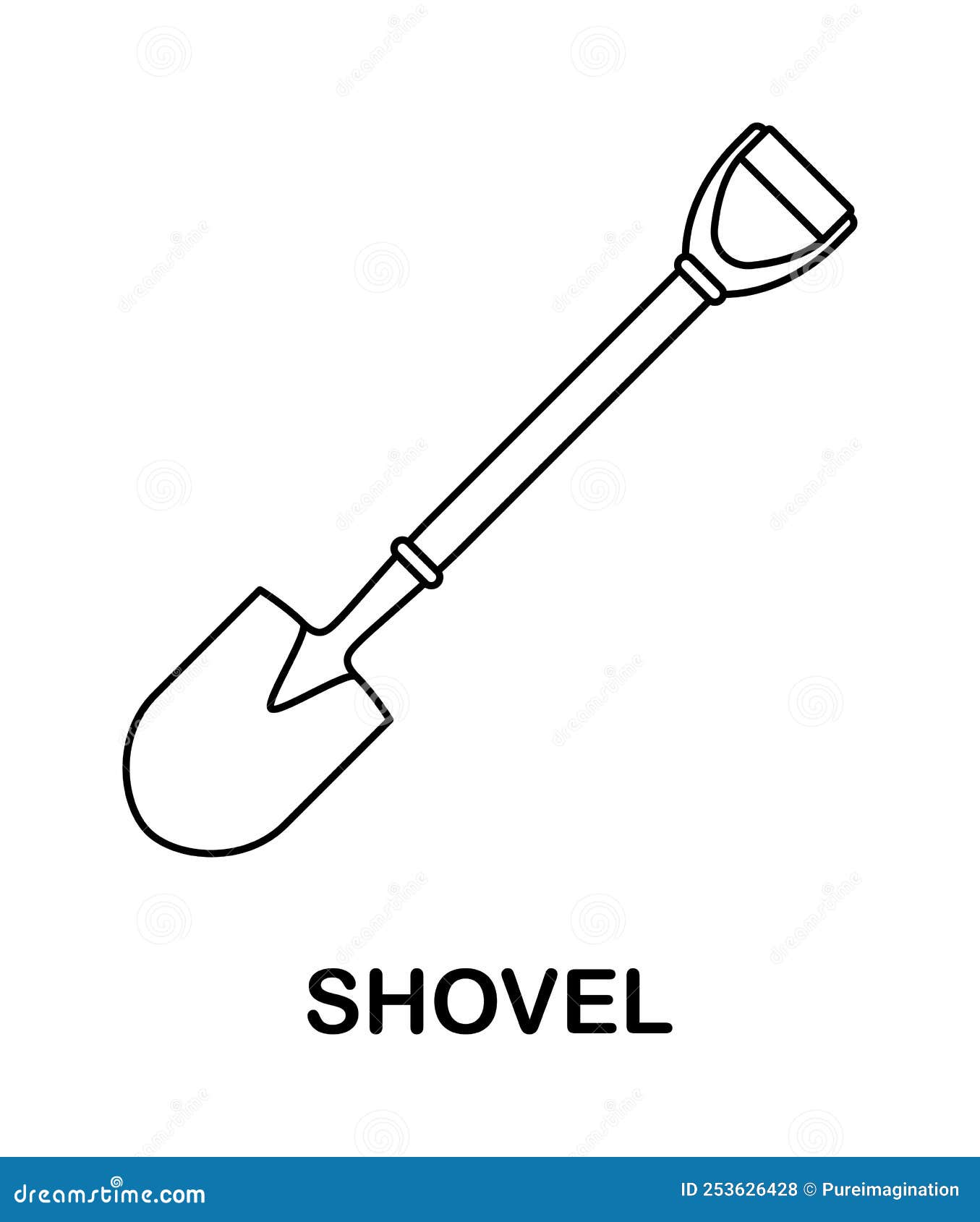 Coloring Page with Shovel for Kids Stock Vector - Illustration of book ...