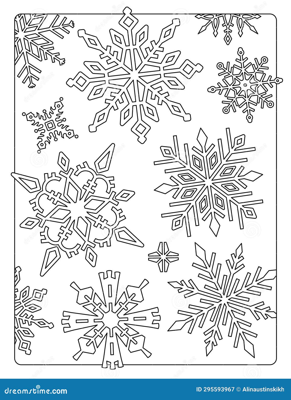 Coloring Page with Snowflakes of Different Shapes and Sizes. Stock ...