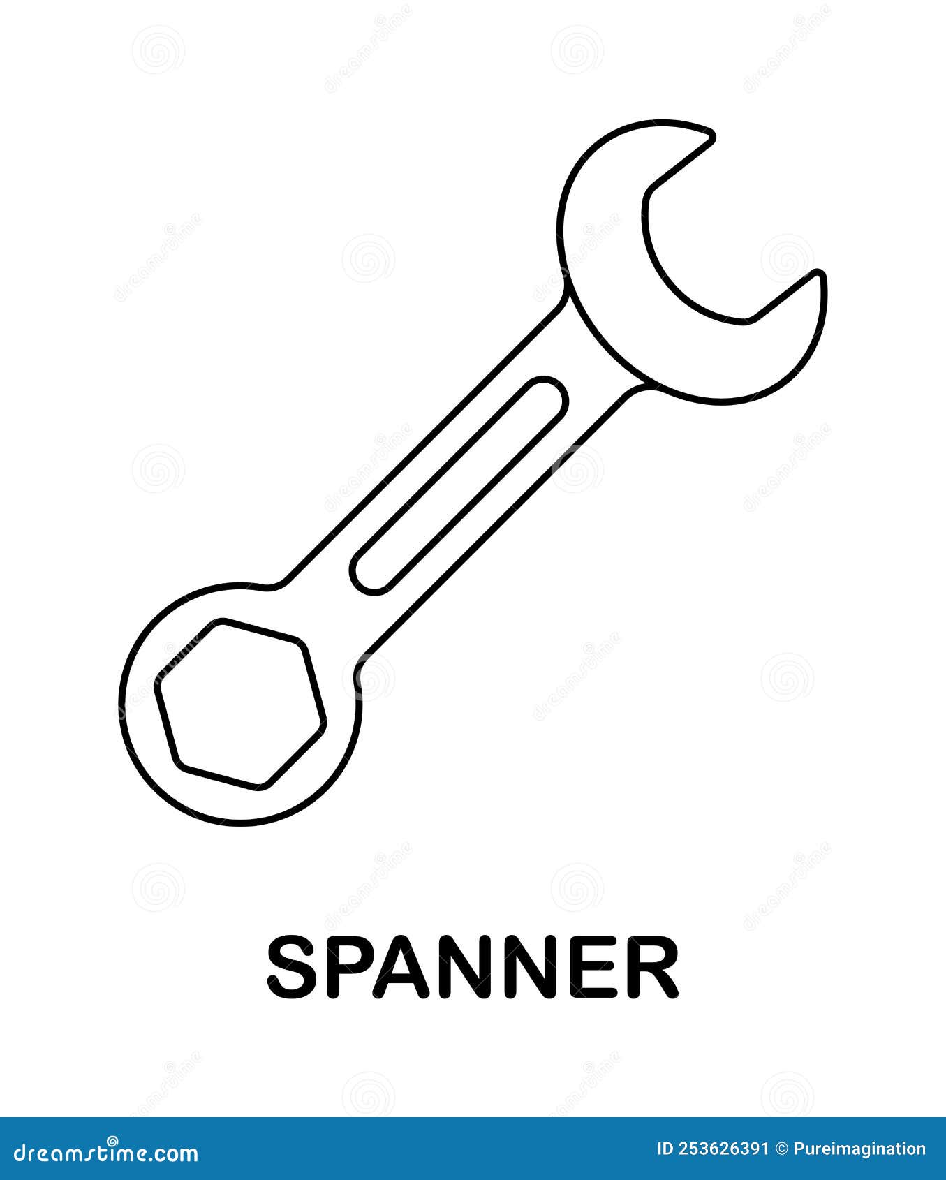 Coloring Page with Spanner for Kids Stock Vector - Illustration of ...
