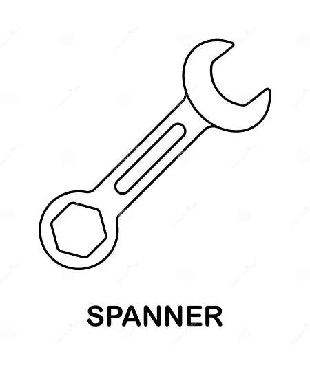 Coloring Page with Spanner for Kids Stock Vector - Illustration of ...