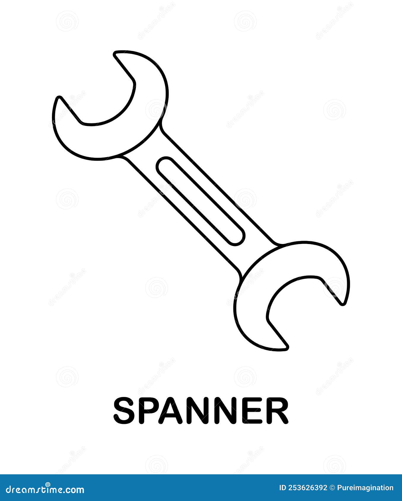 Coloring Page with Spanner for Kids Stock Vector - Illustration of ...