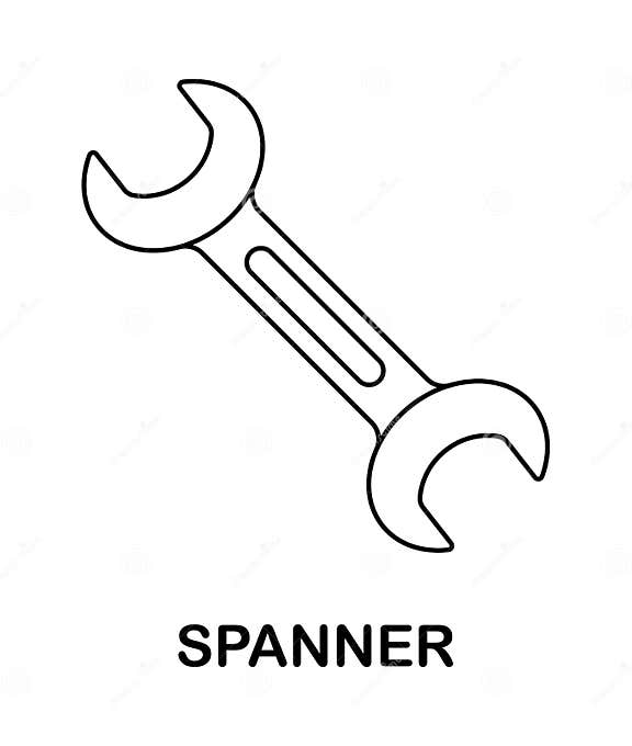 Coloring Page with Spanner for Kids Stock Vector - Illustration of ...
