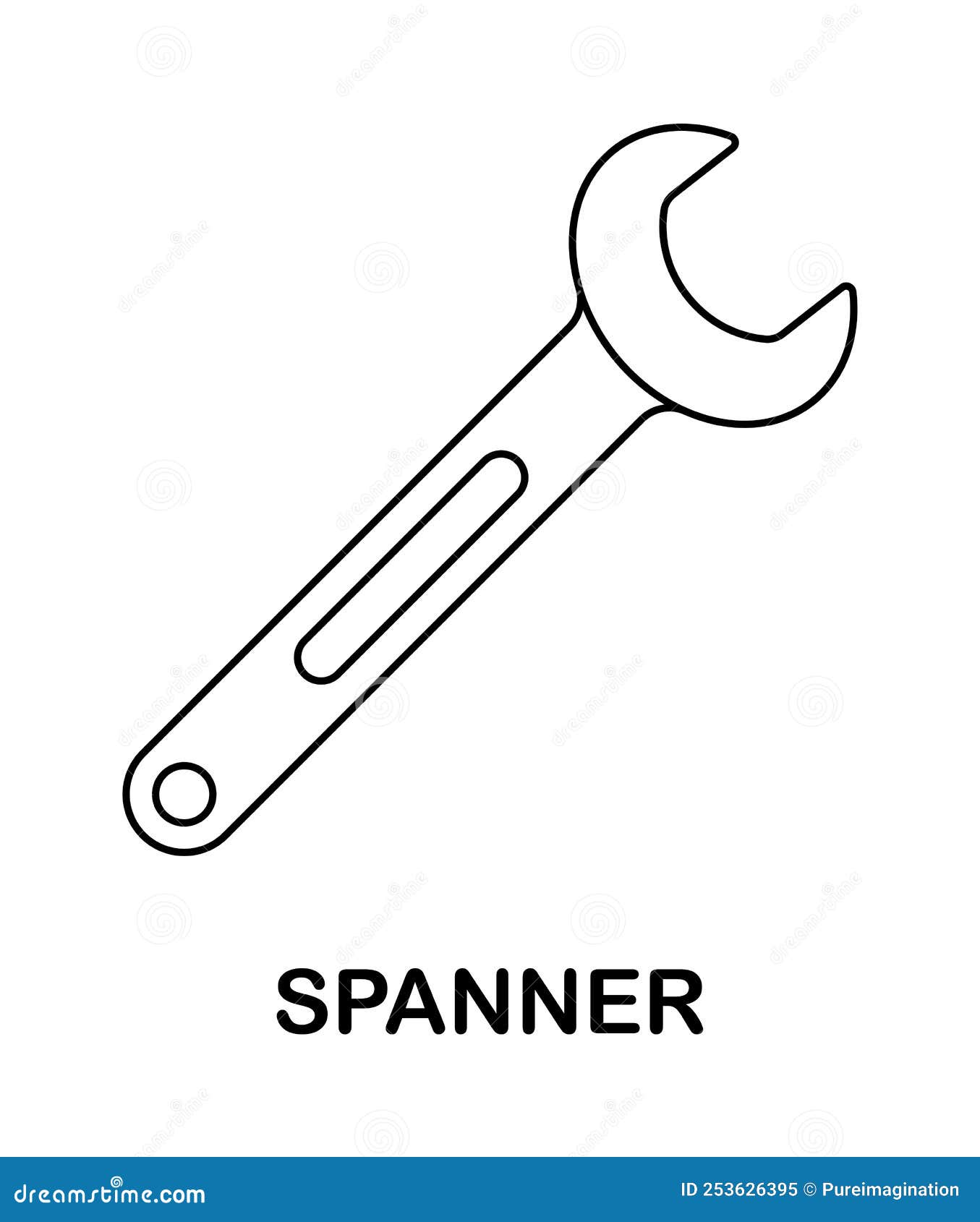 Coloring Page with Spanner for Kids Stock Vector - Illustration of ...