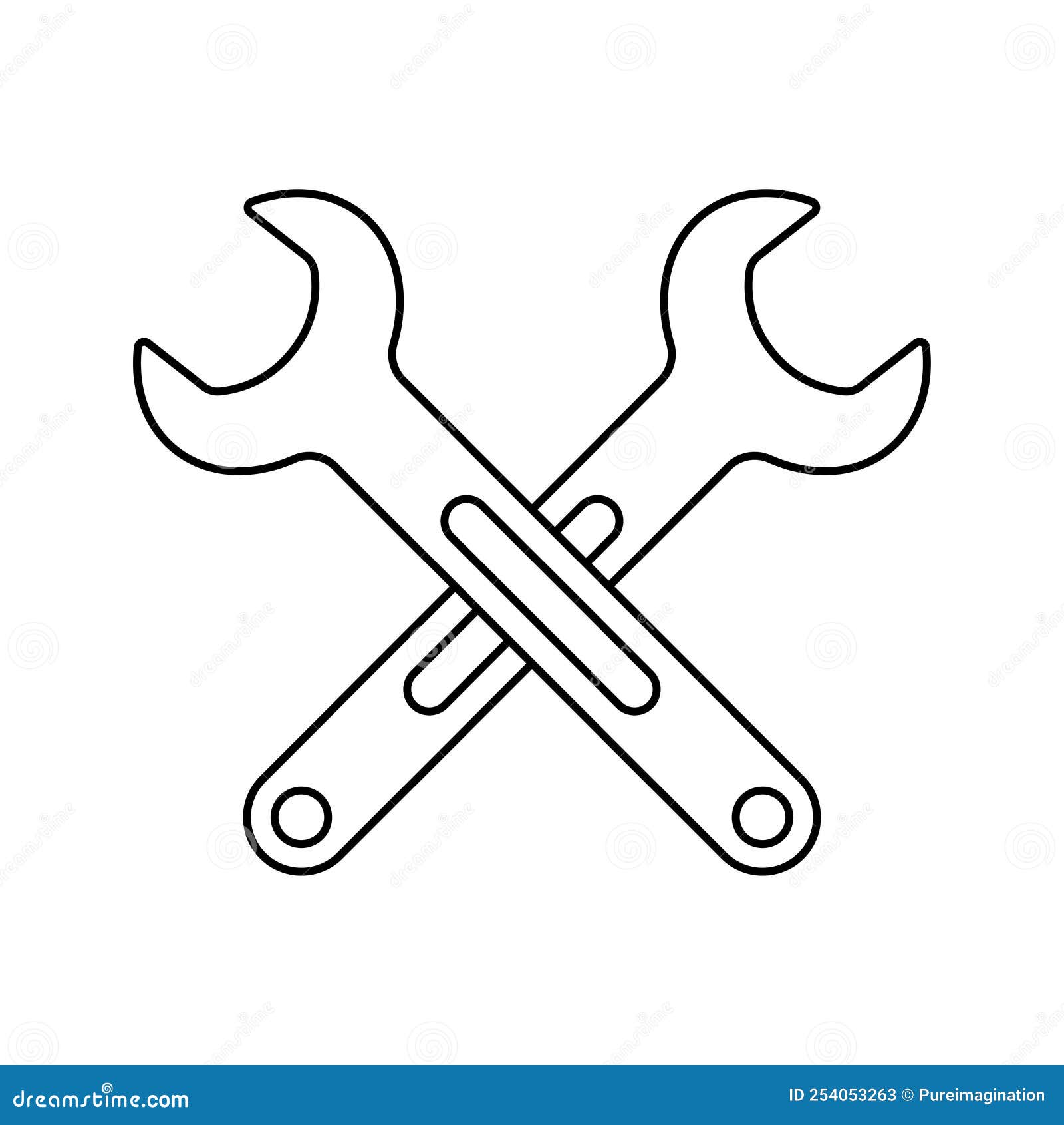 Coloring Page with Spanner for Kids Stock Vector - Illustration of ...