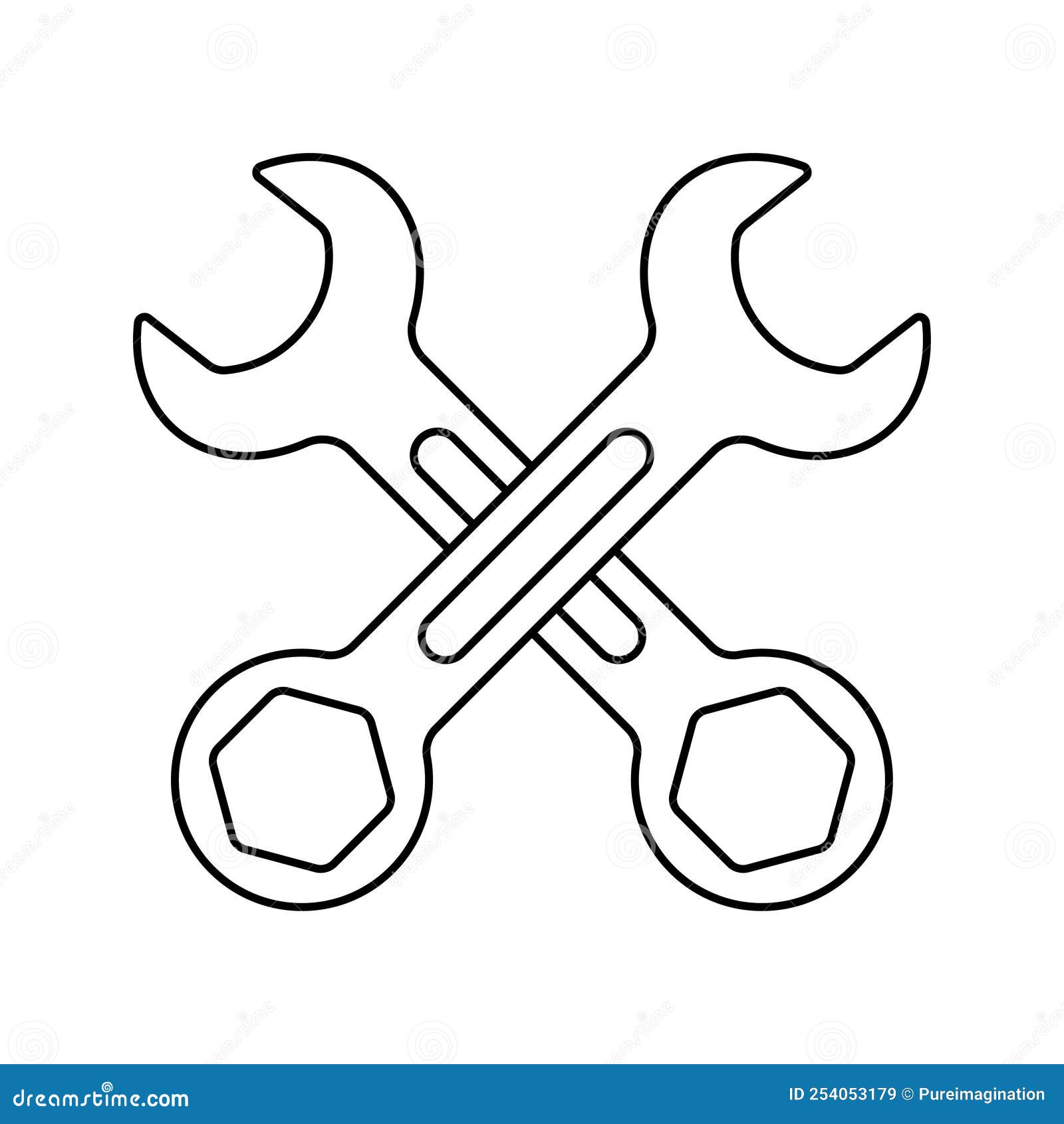Coloring Page with Spanner for Kids Stock Vector - Illustration of ...