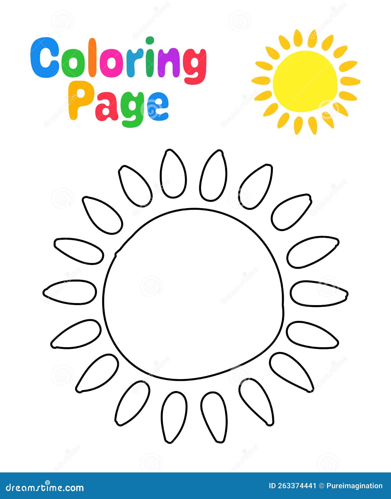 Coloring Page with Sun for Kids Stock Vector - Illustration of comic ...