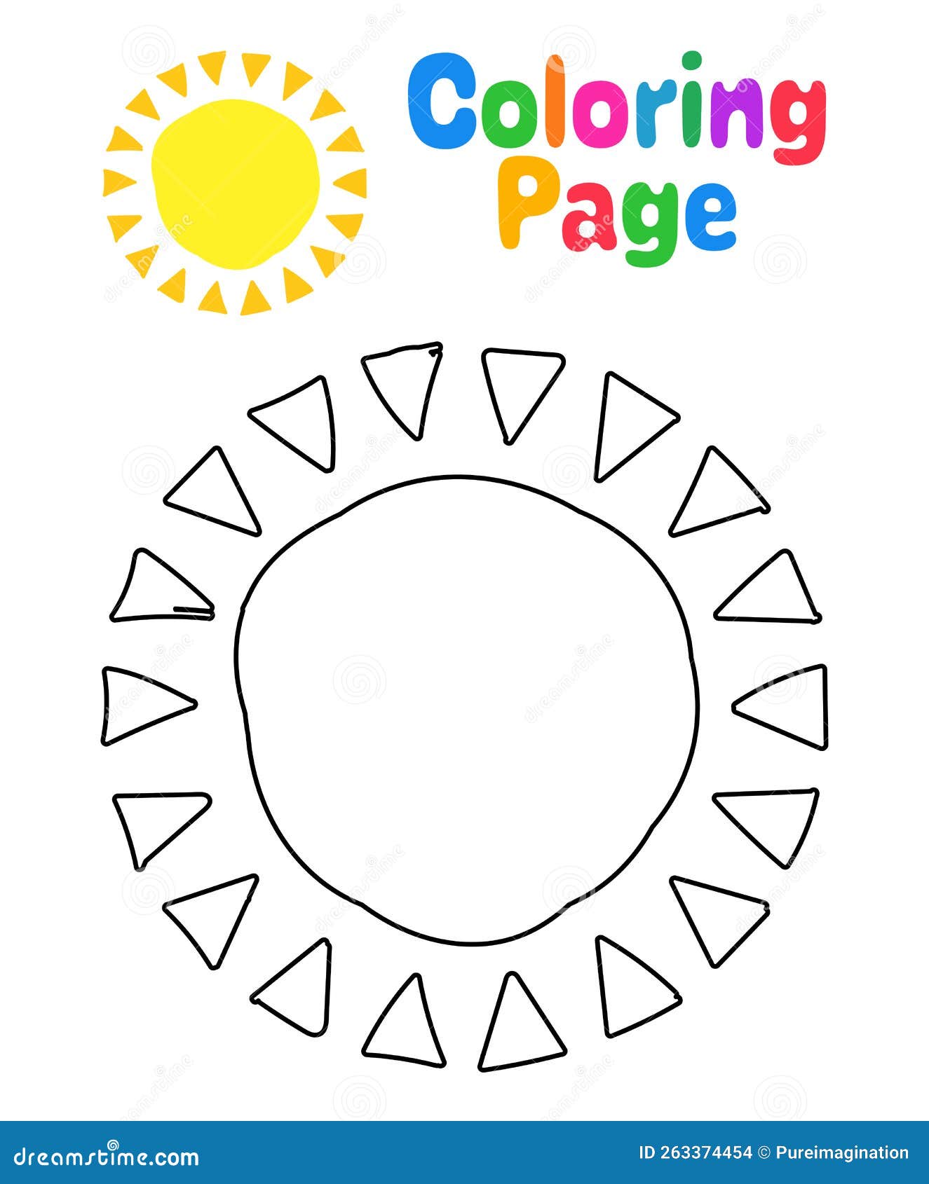 Coloring Page with Sun for Kids Stock Vector - Illustration of children ...