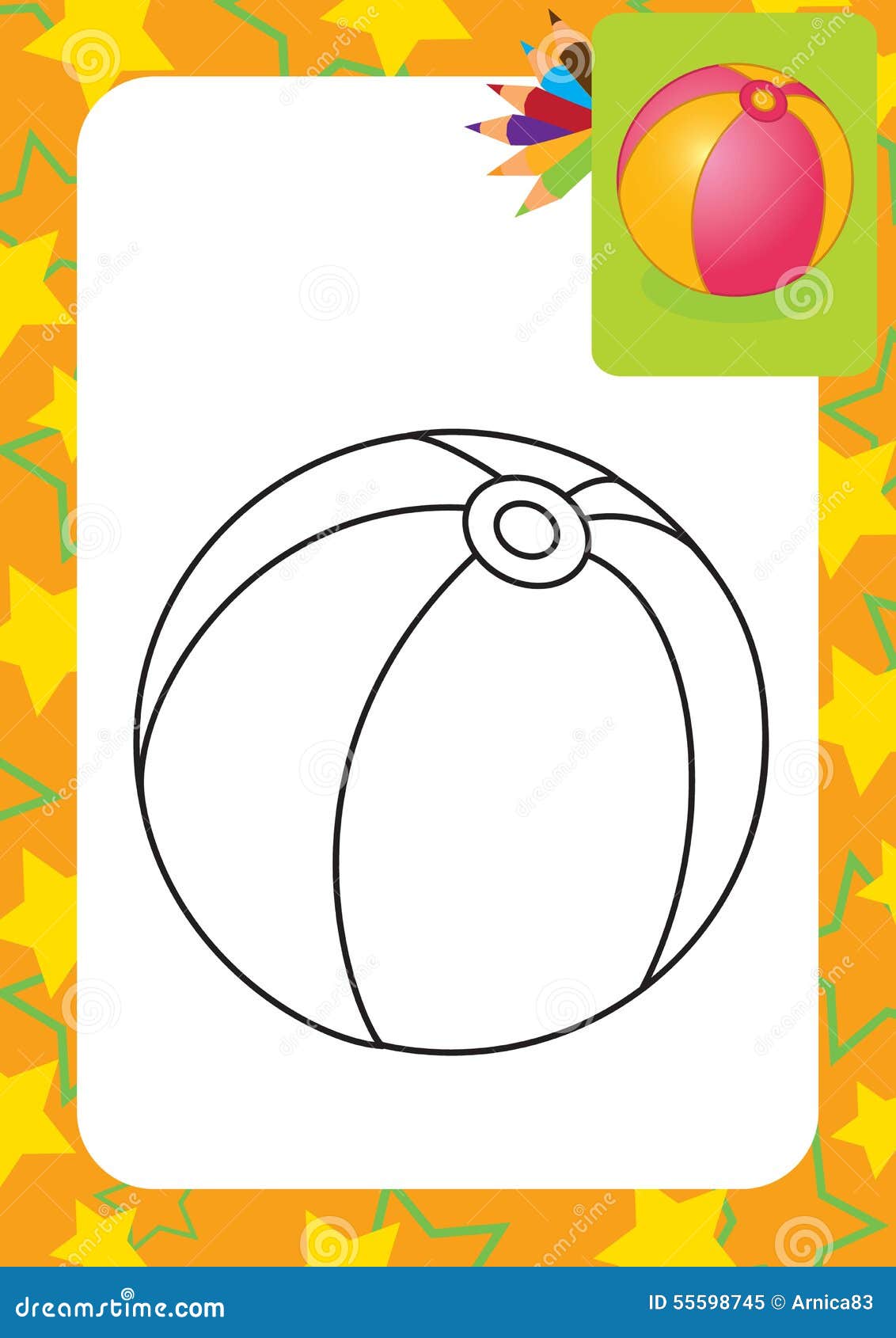 Coloring page. Toy ball stock vector. Illustration of game - 55598745