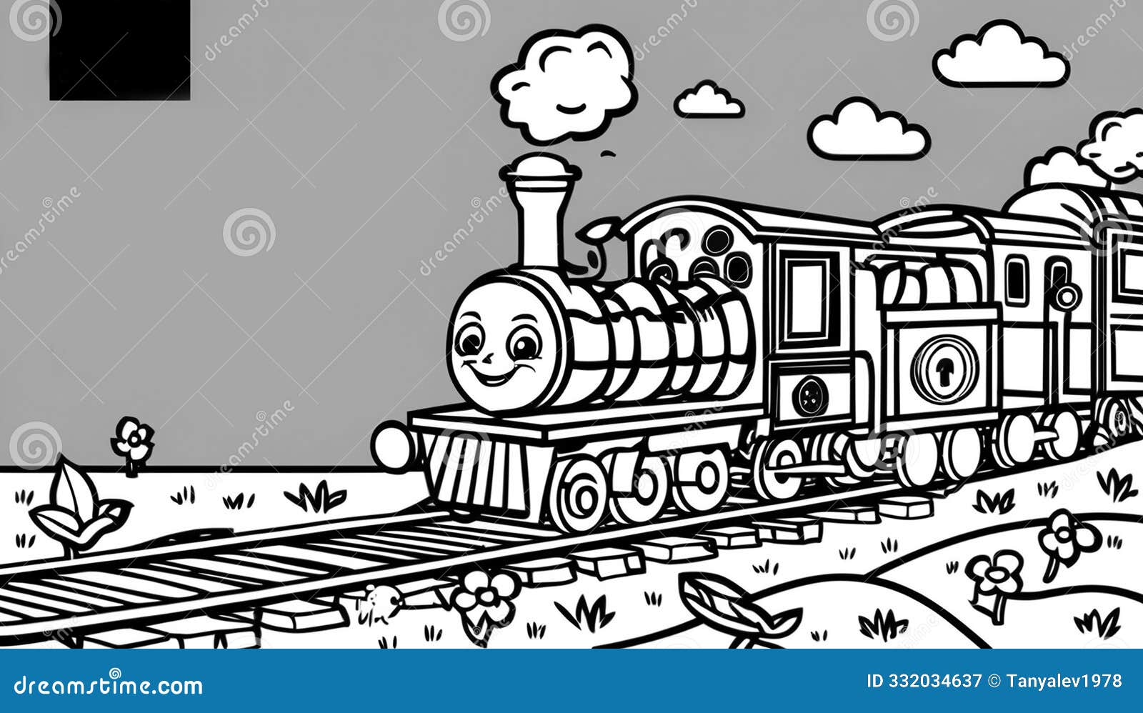 Coloring Page, Train Design Stock Illustration - Illustration of train ...