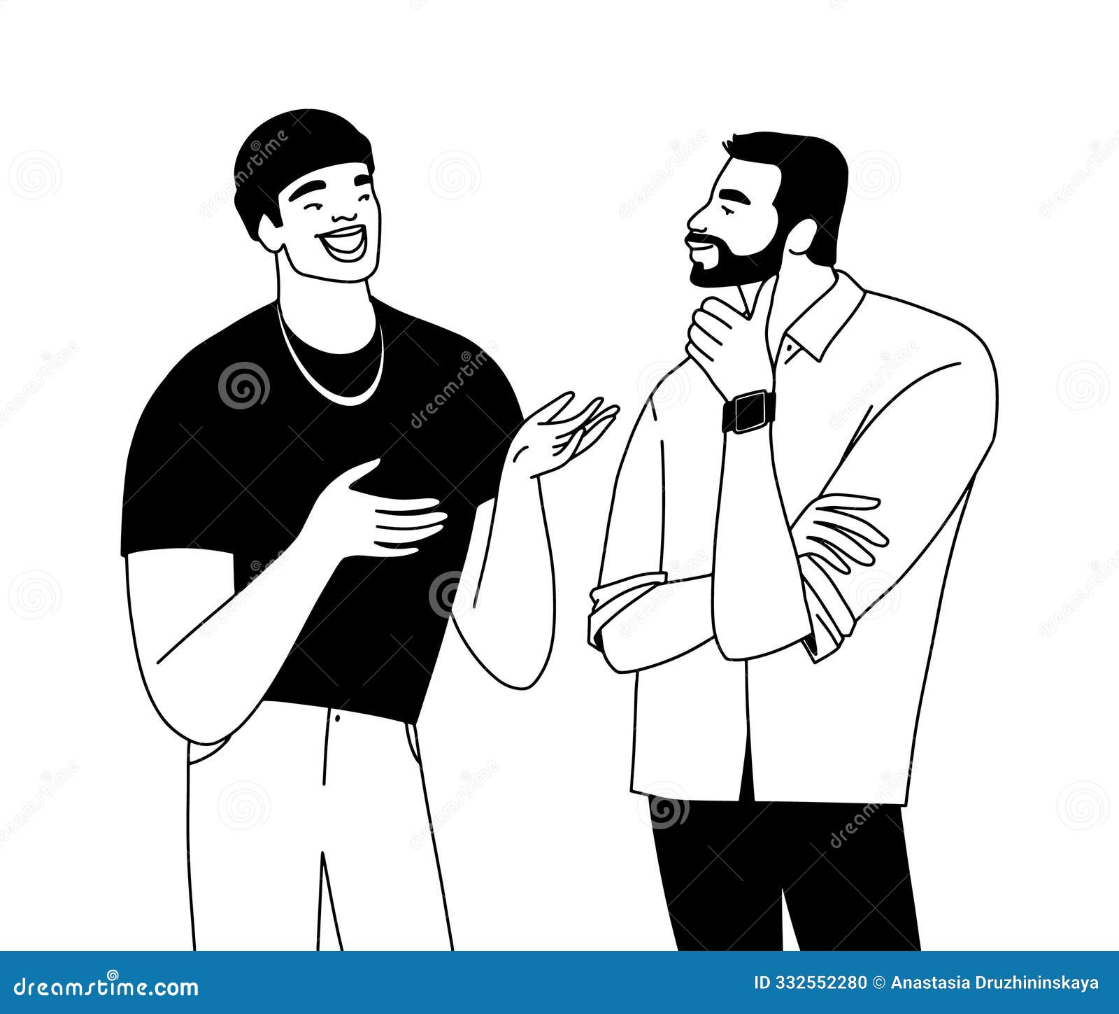 Coloring Page of Two Men Having an Engaging Conversation with Each ...