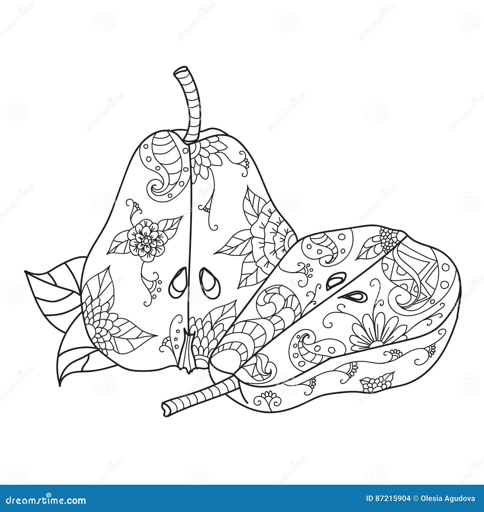 Coloring Pages for Adults.Decorative Hand Drawn Doodle Engraving Pear ...