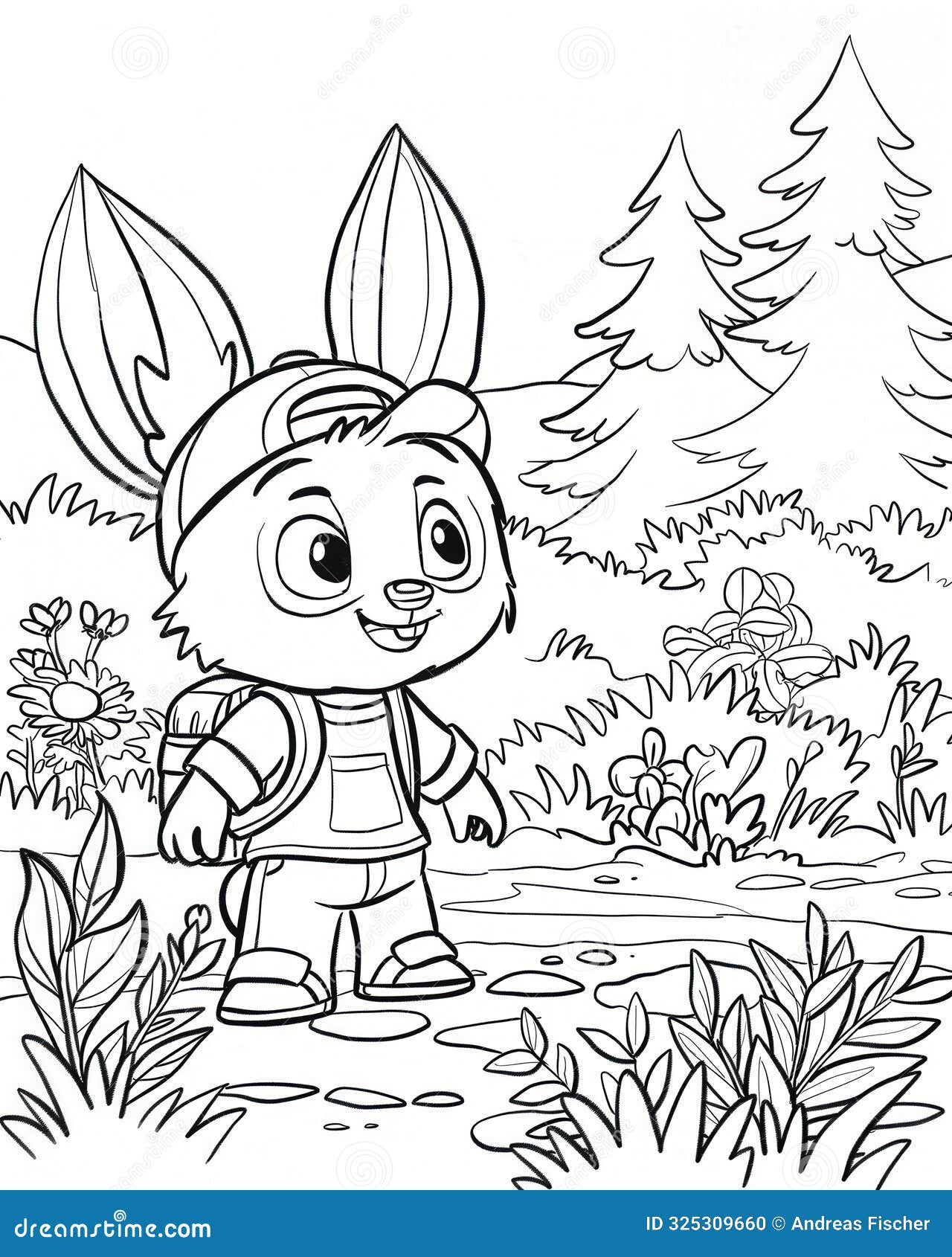 Coloring Pages for Kids, Coloring Animal Hare, Rabbit. Stock Photo ...
