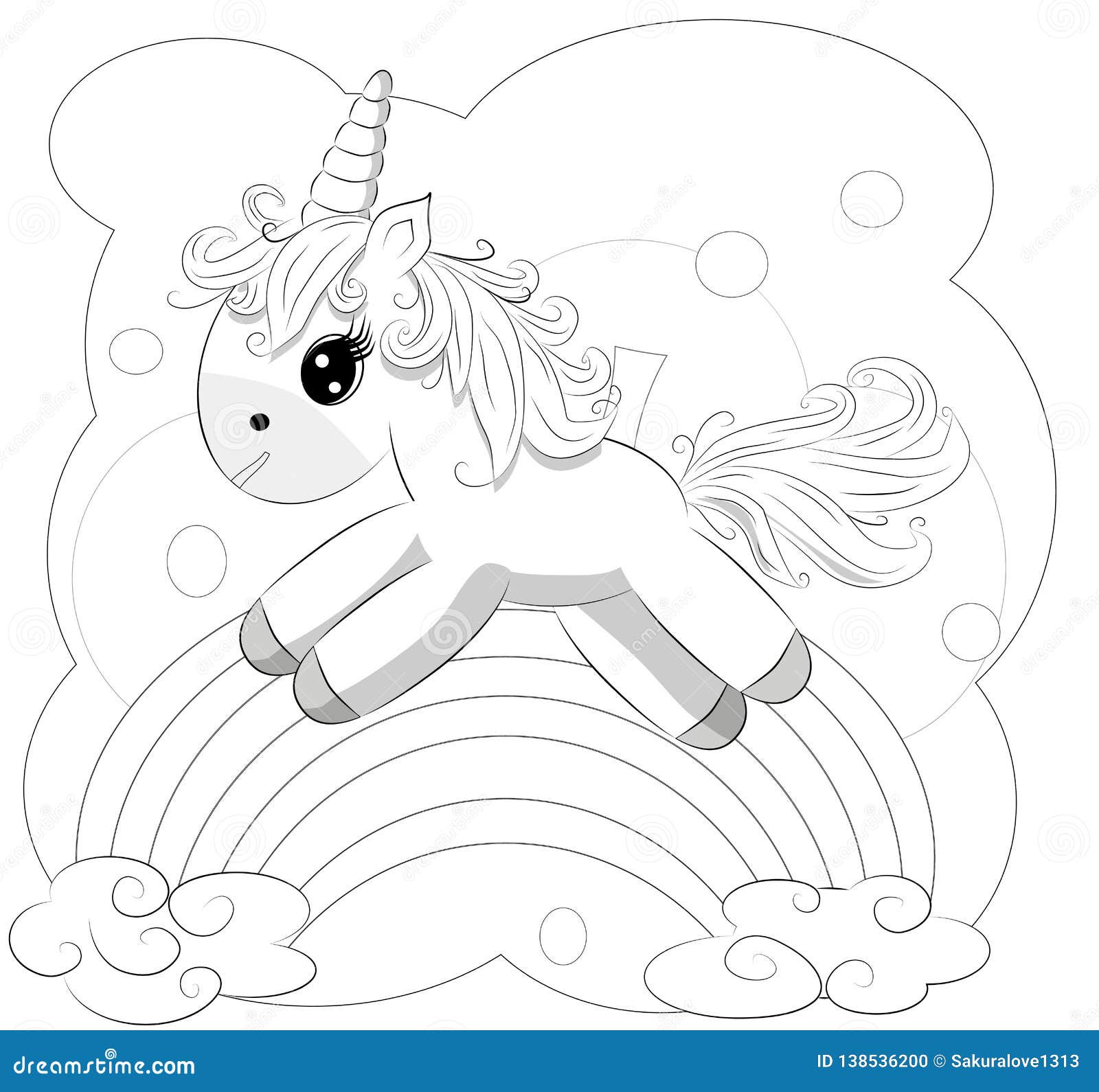 Coloring Pages. Little Pony and Rainbow Stock Illustration ...