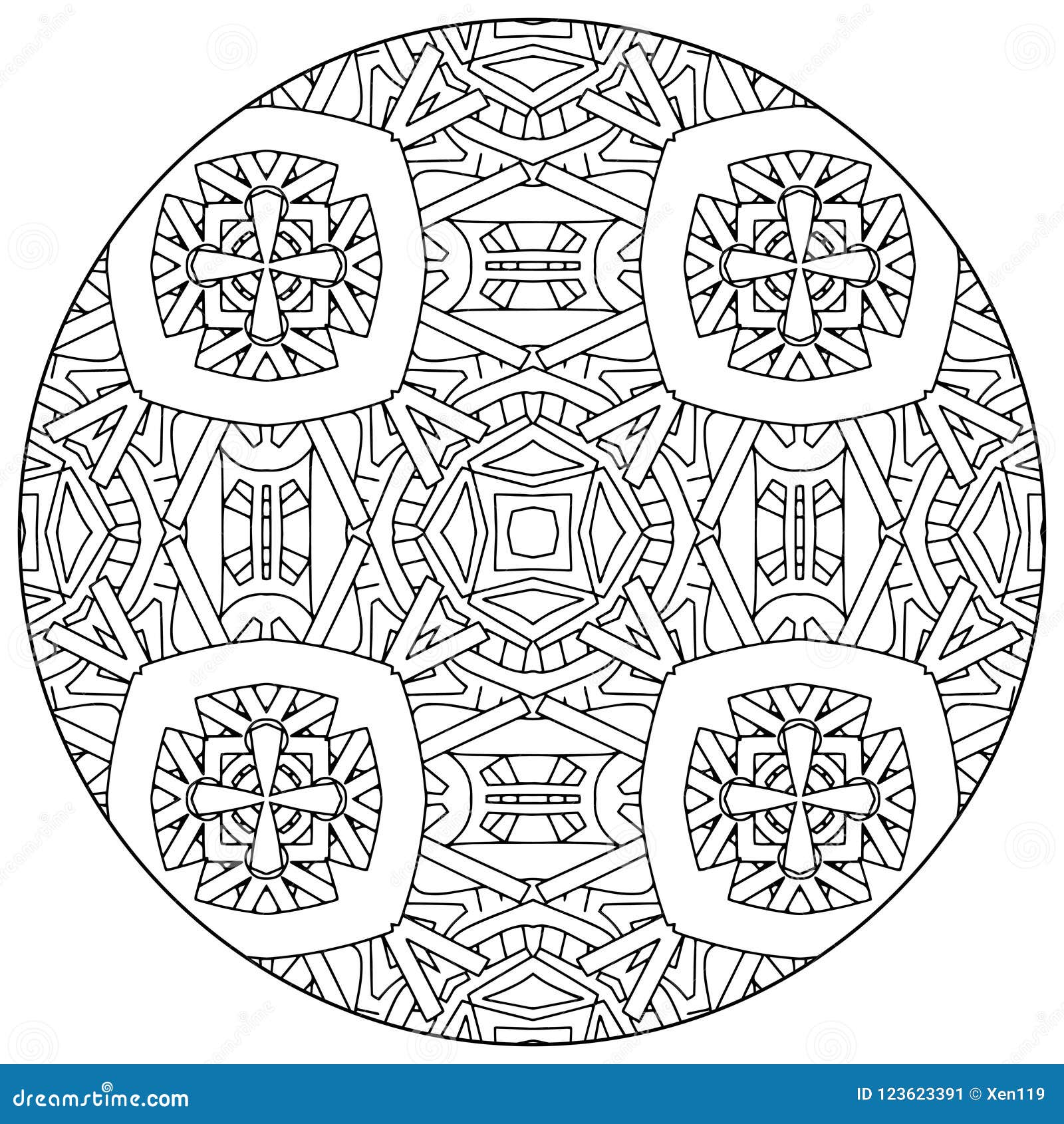 Patterned Circle for Coloring Stock Image - Illustration of blue ...