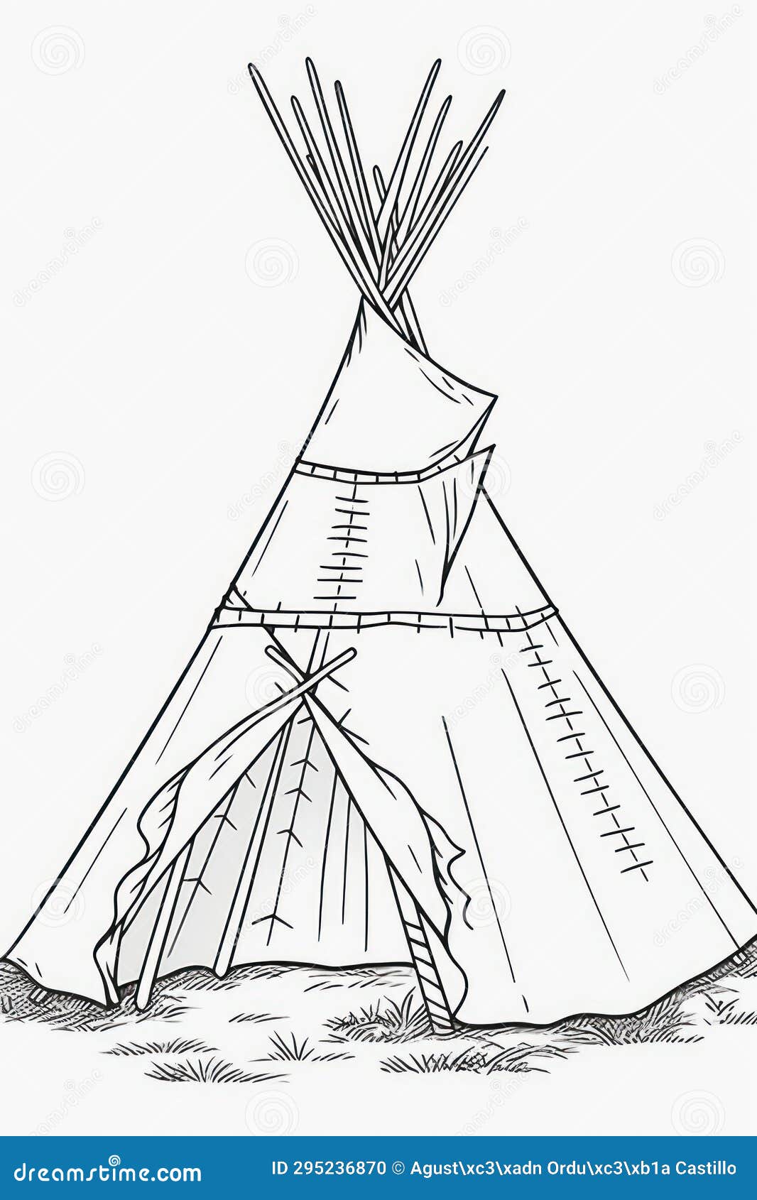 Coloring Pencil Drawing of an Indian Tipi. Stock Photo - Image of ...