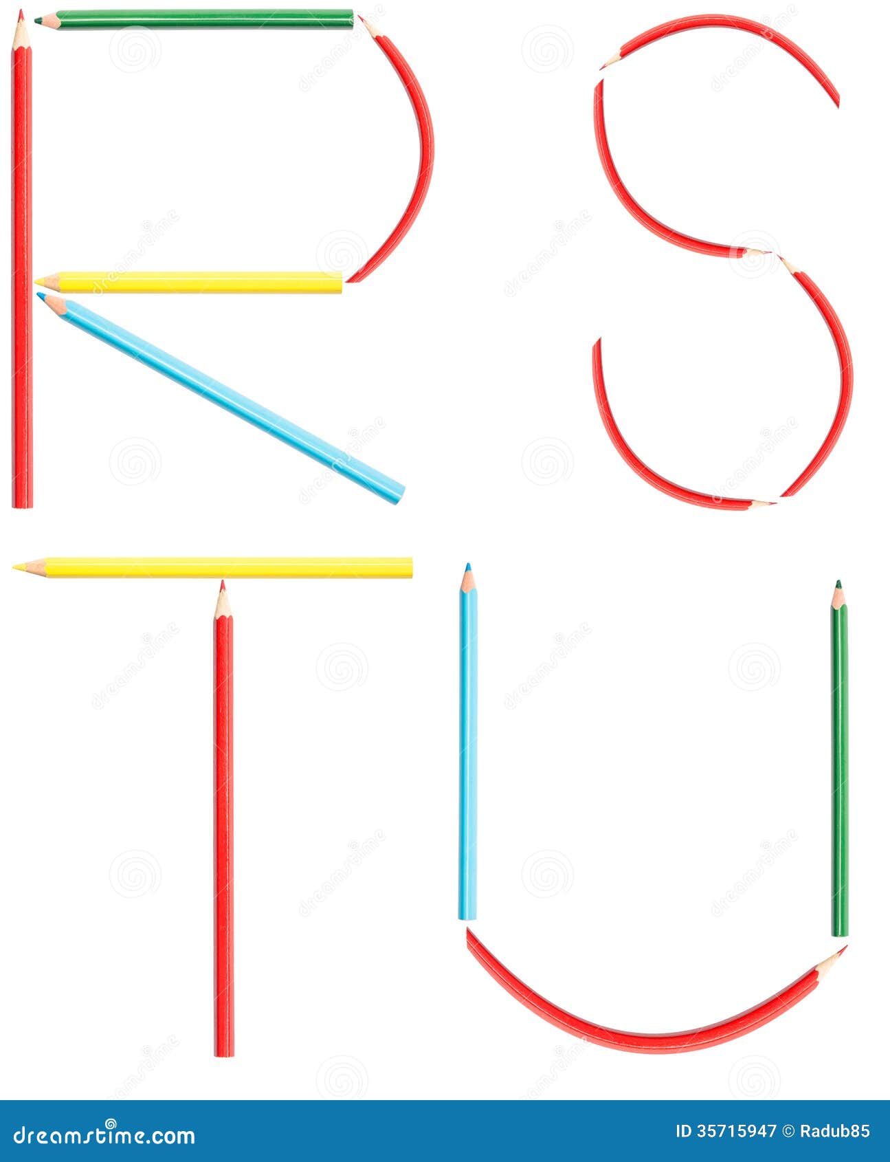 Coloring Pencils Alphabet Letters Set R-U Stock Illustration ...