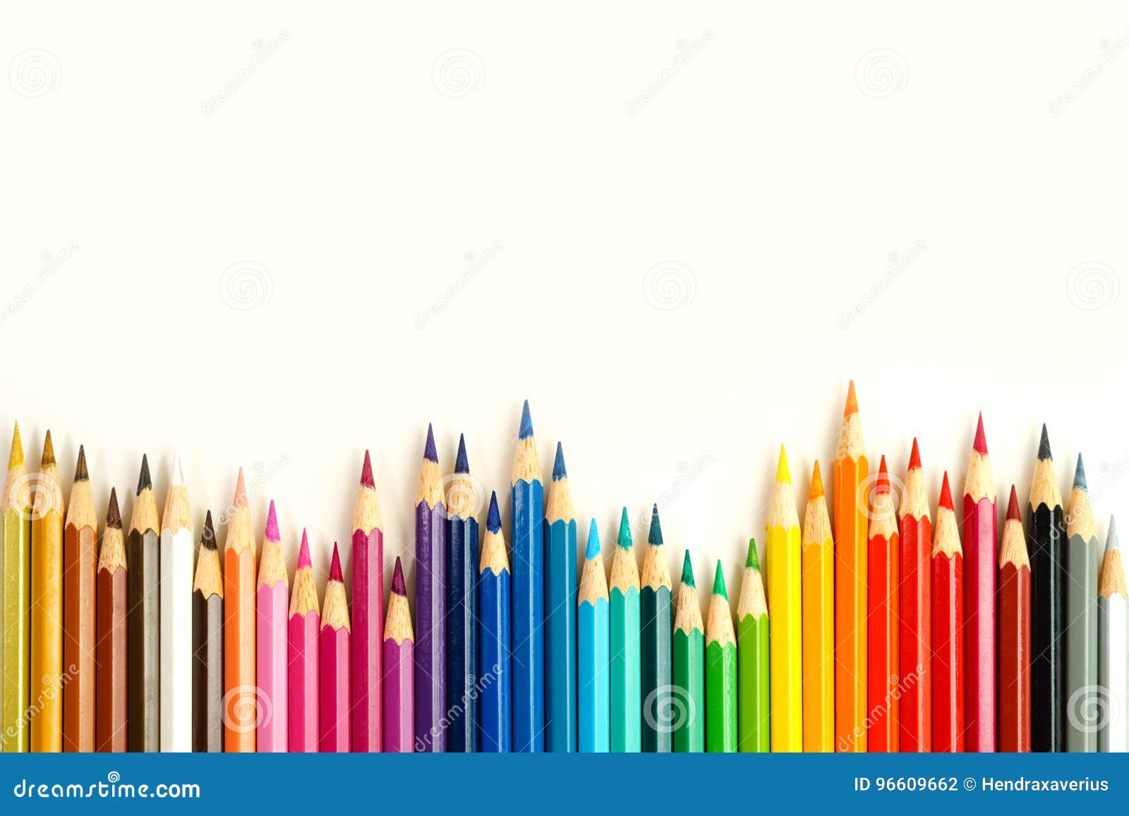 Coloring pencils on row stock photo. Image of concept - 96609662