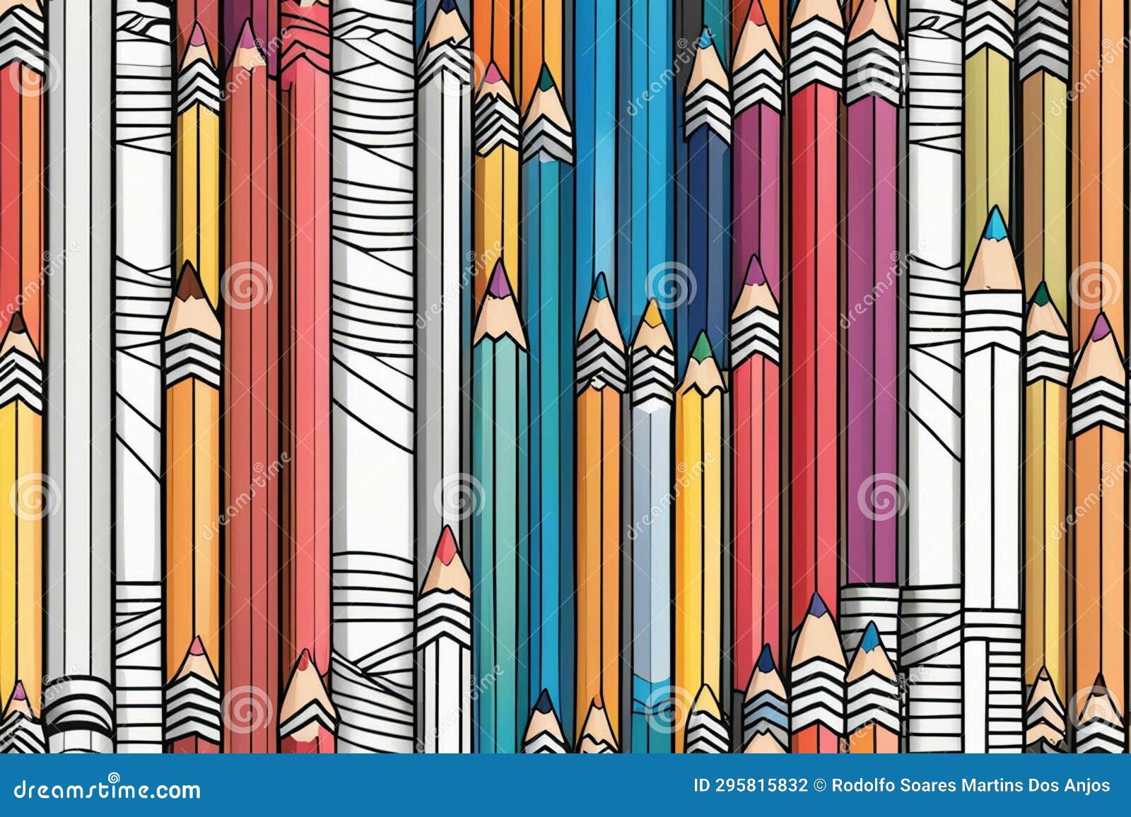 Coloring Pencils Vector with Seamless Pattern and Texture Stock ...