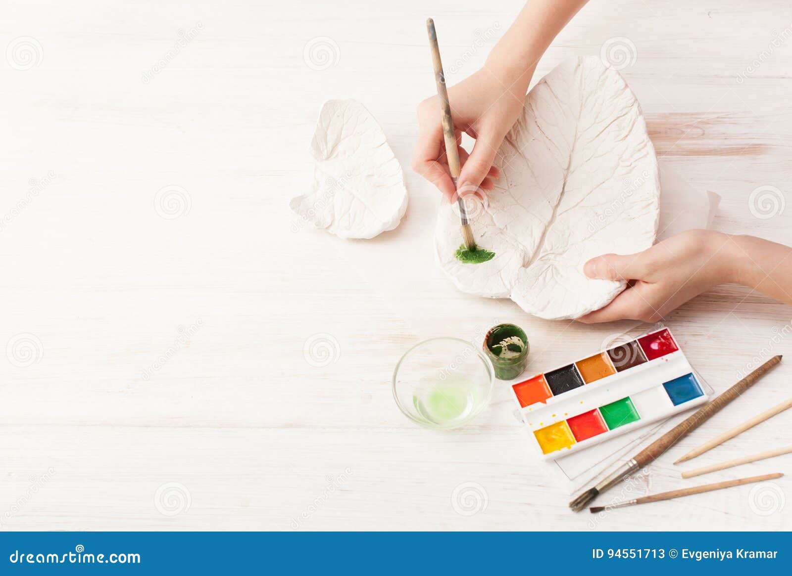 Coloring the Plaster Form of the Sheet with Hands Stock Image - Image ...