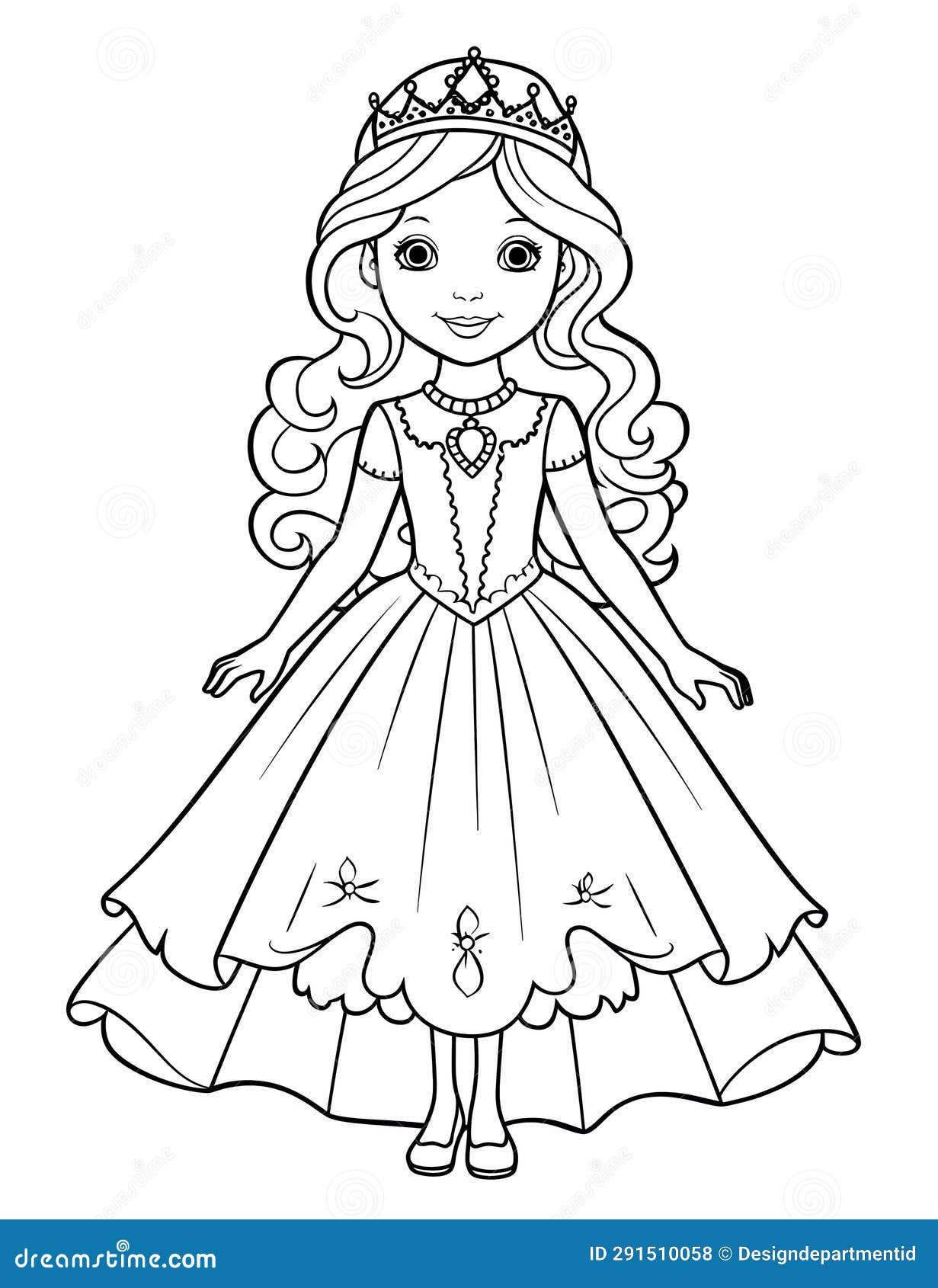 Coloring Princess. Coloring Page Activity for Kids Stock Illustration ...