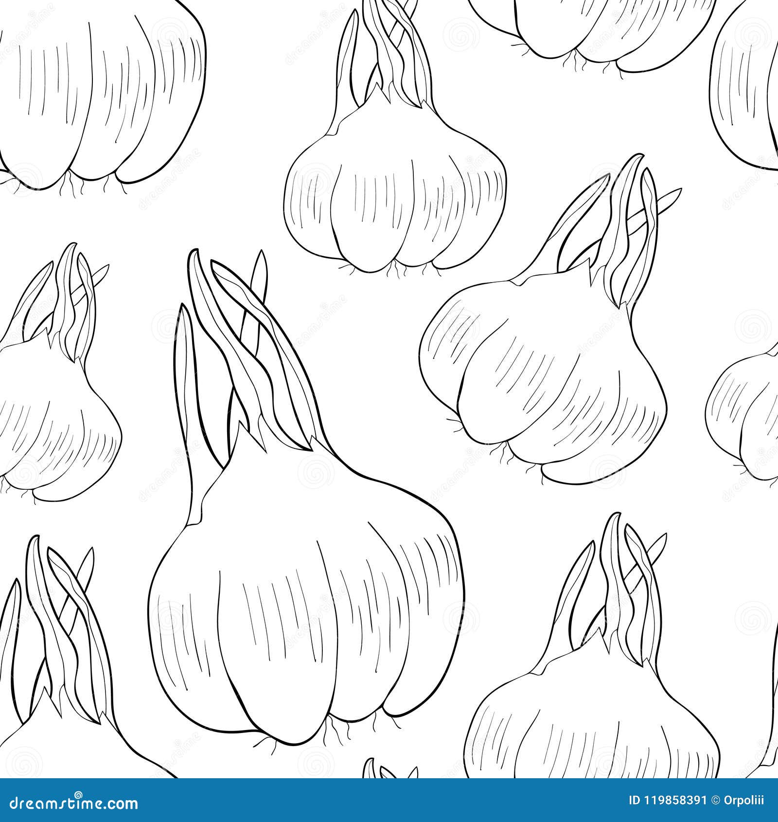 Seamless Pattern is a Garlic Vegetable. Vector Illustration Stock ...