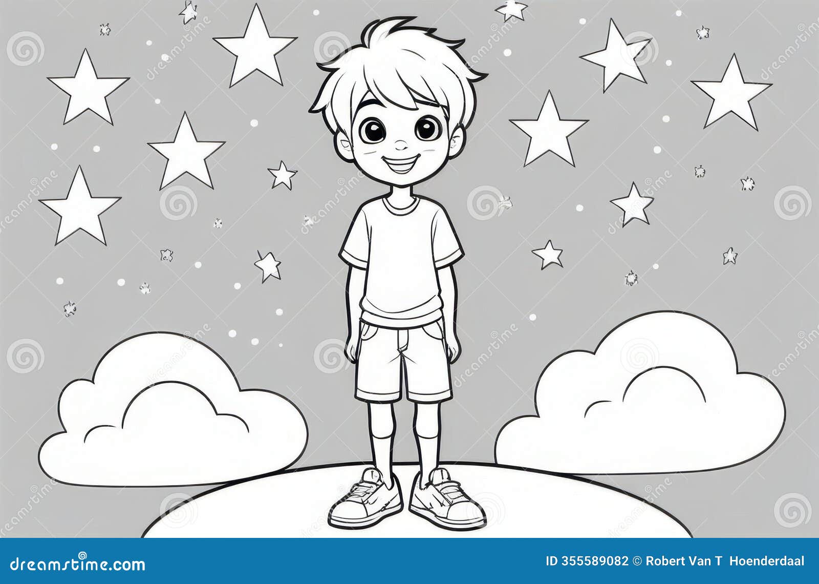 A Coloring Sheet of a Cute Boy at 17-1-2025 Stock Illustration ...