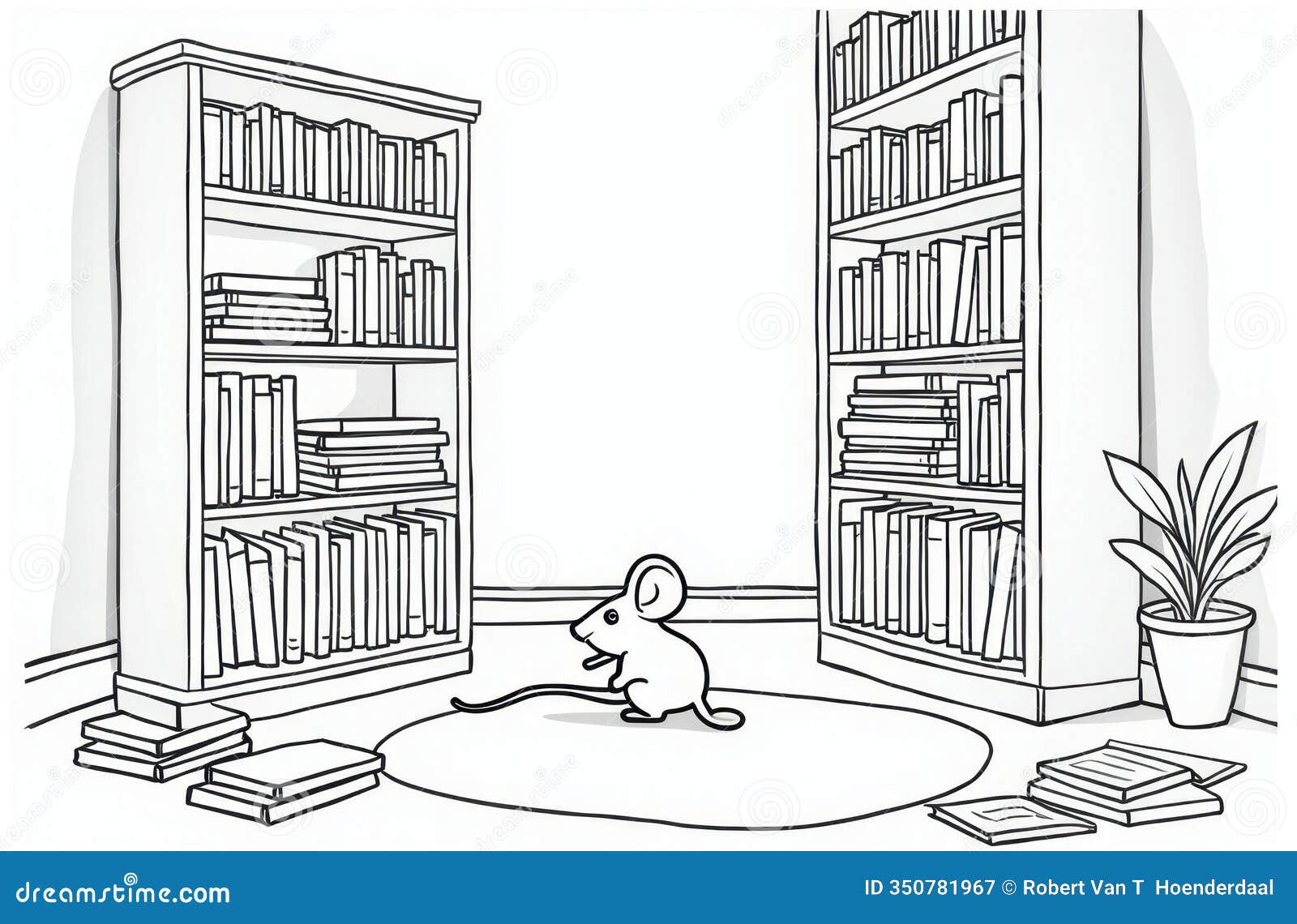 A Coloring Sheet of a Mouse in a Library at 19-12-2024 Stock ...