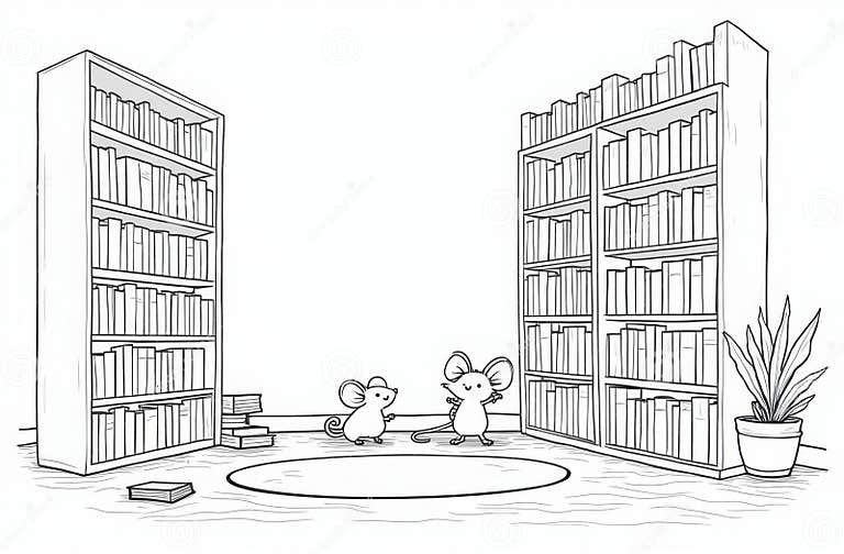 A Coloring Sheet of a Mouse in a Library at 19-12-2024 Stock ...