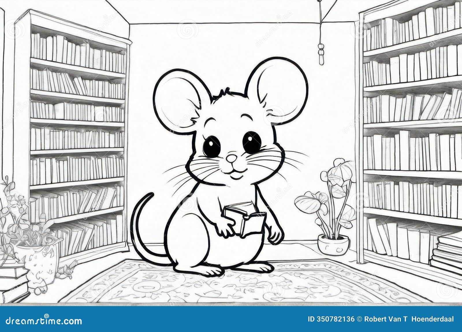 A Coloring Sheet of a Mouse in a Library at 19-12-2024 Stock ...