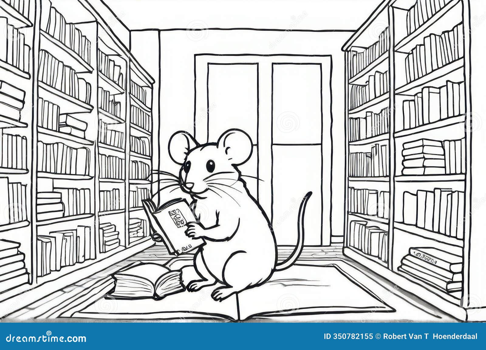 A Coloring Sheet of a Mouse in a Library at 19-12-2024 Stock ...