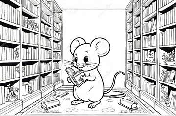 A Coloring Sheet of a Mouse in a Library at 19-12-2024 Stock ...