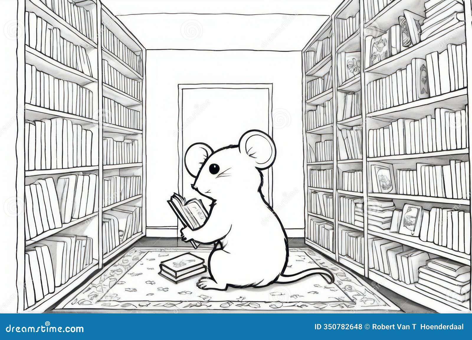 A Coloring Sheet of a Mouse in a Library at 19-12-2024 Stock Illustration - Illustration of ...